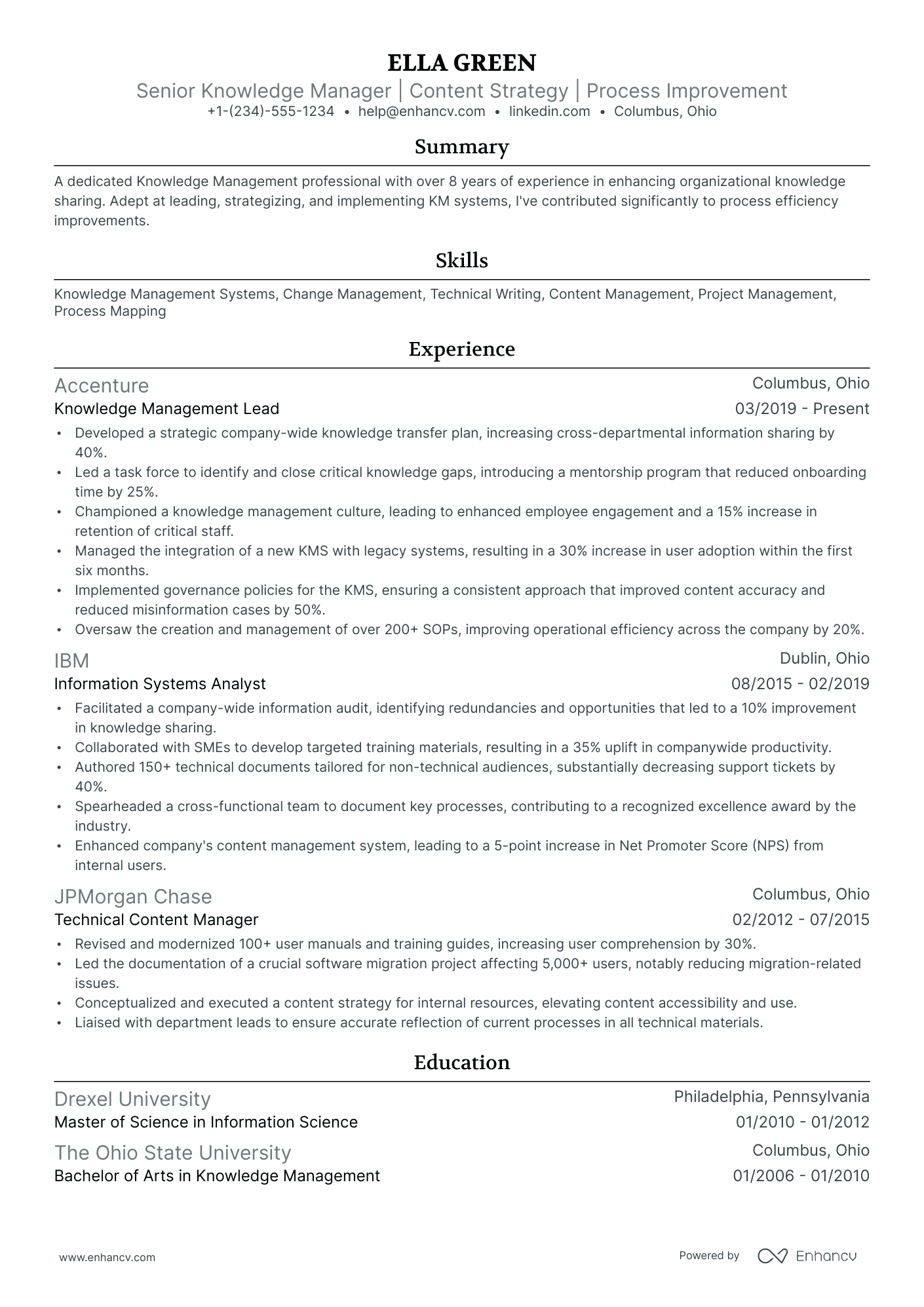 10 Knowledge Manager Resume Examples & Guide for 2026