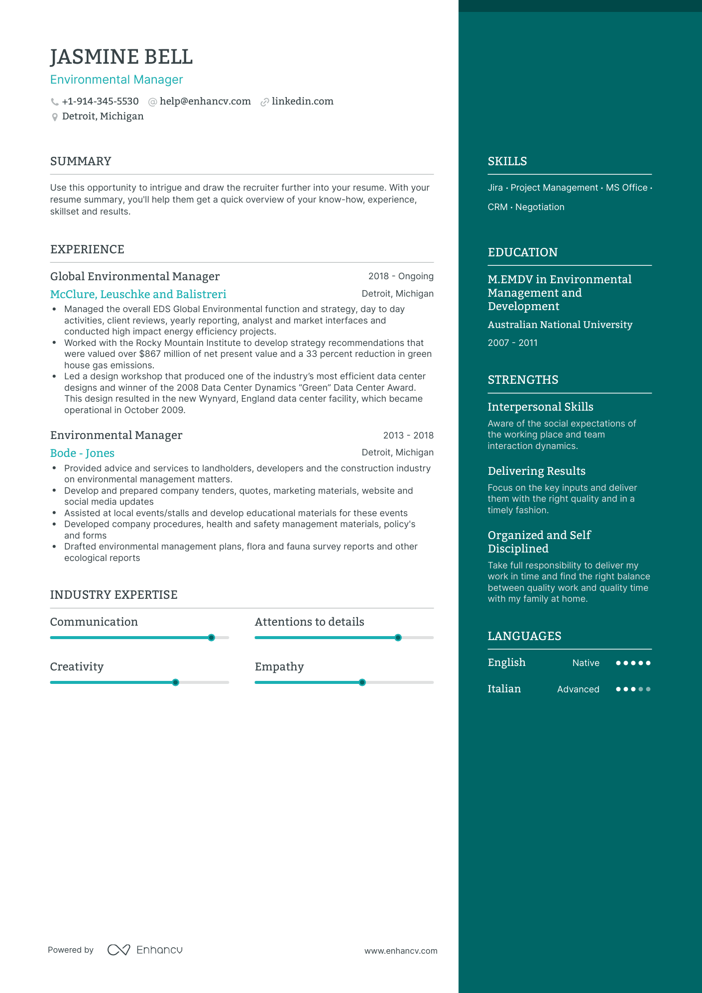 Environmental Manager Resume Examples & Guide for 2023 (Layout, Skills ...