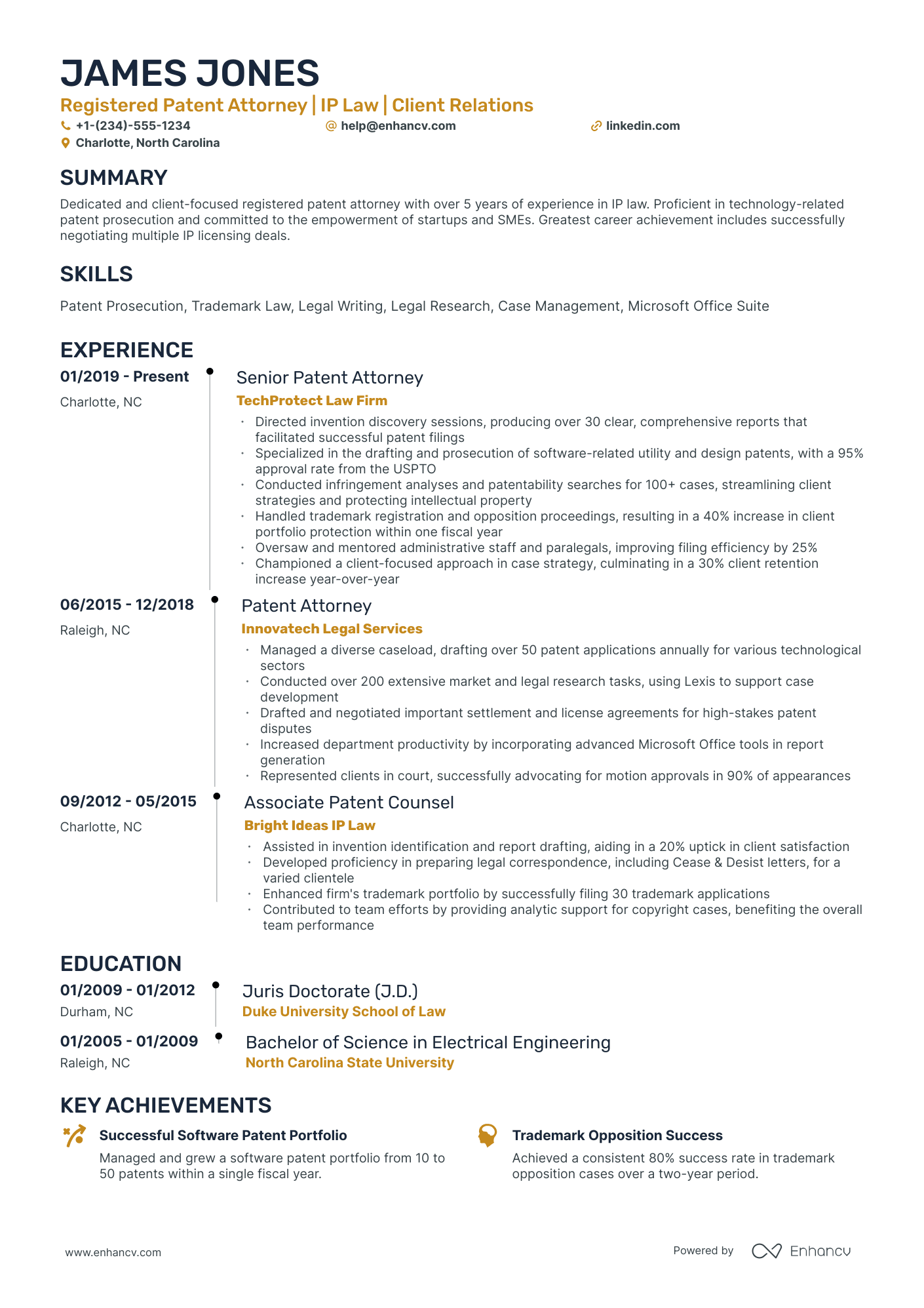 10 Patent Lawyer Resume Examples & Guide for 2026