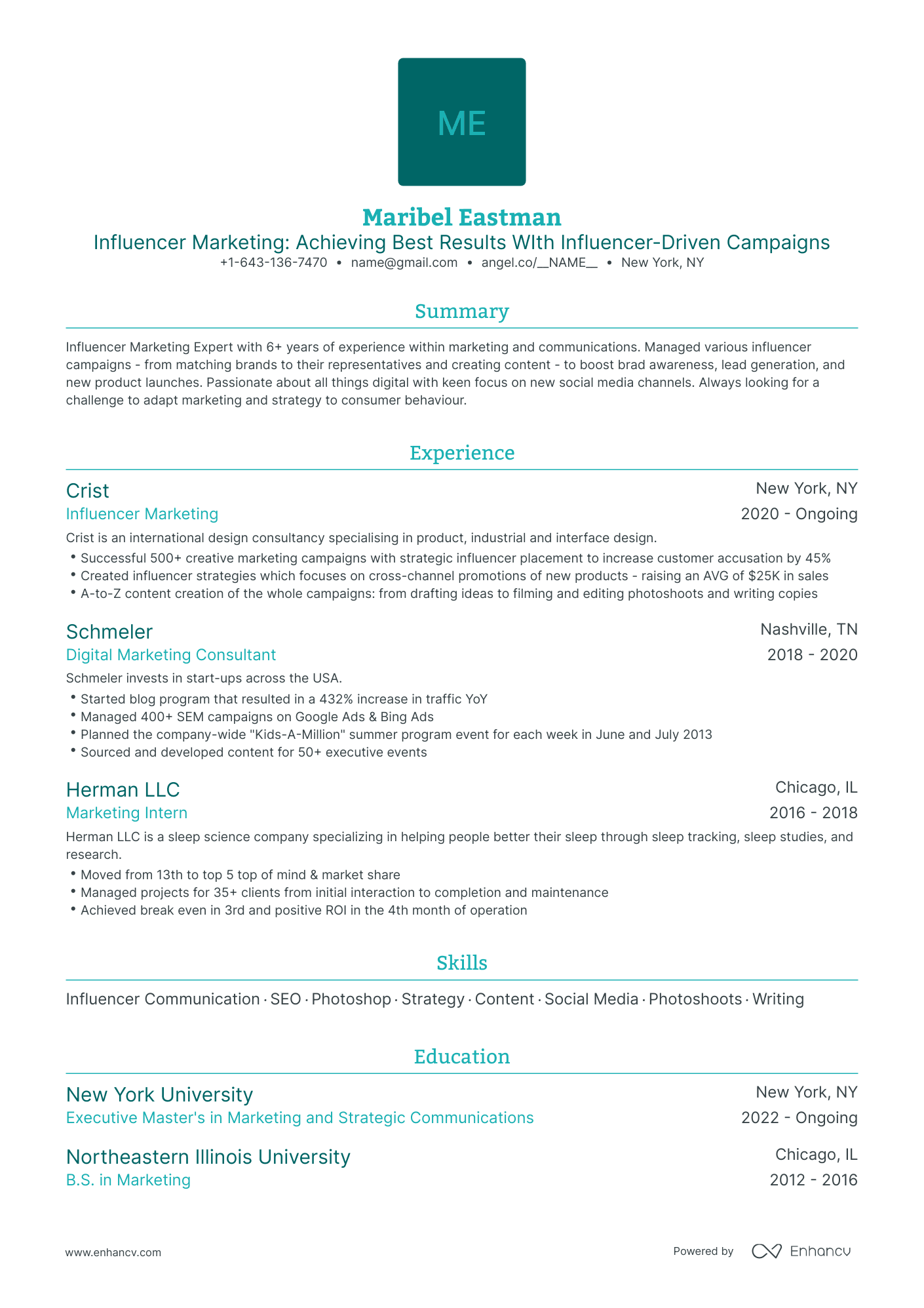 5 Influencer Marketing Resume Examples & Guide for 2024 5 Influencer Marketing Resume Examples & Guide for 2024