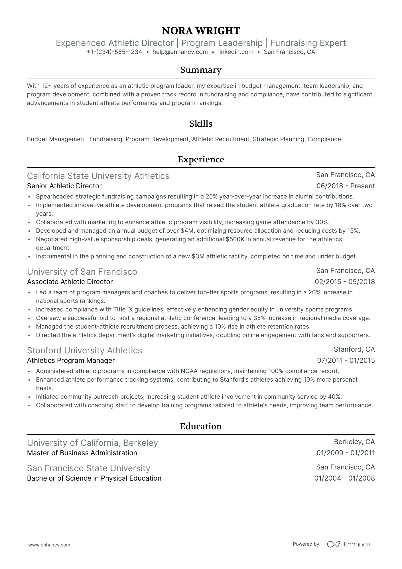 10 Athletic Director Resume Examples & Guide for 2026