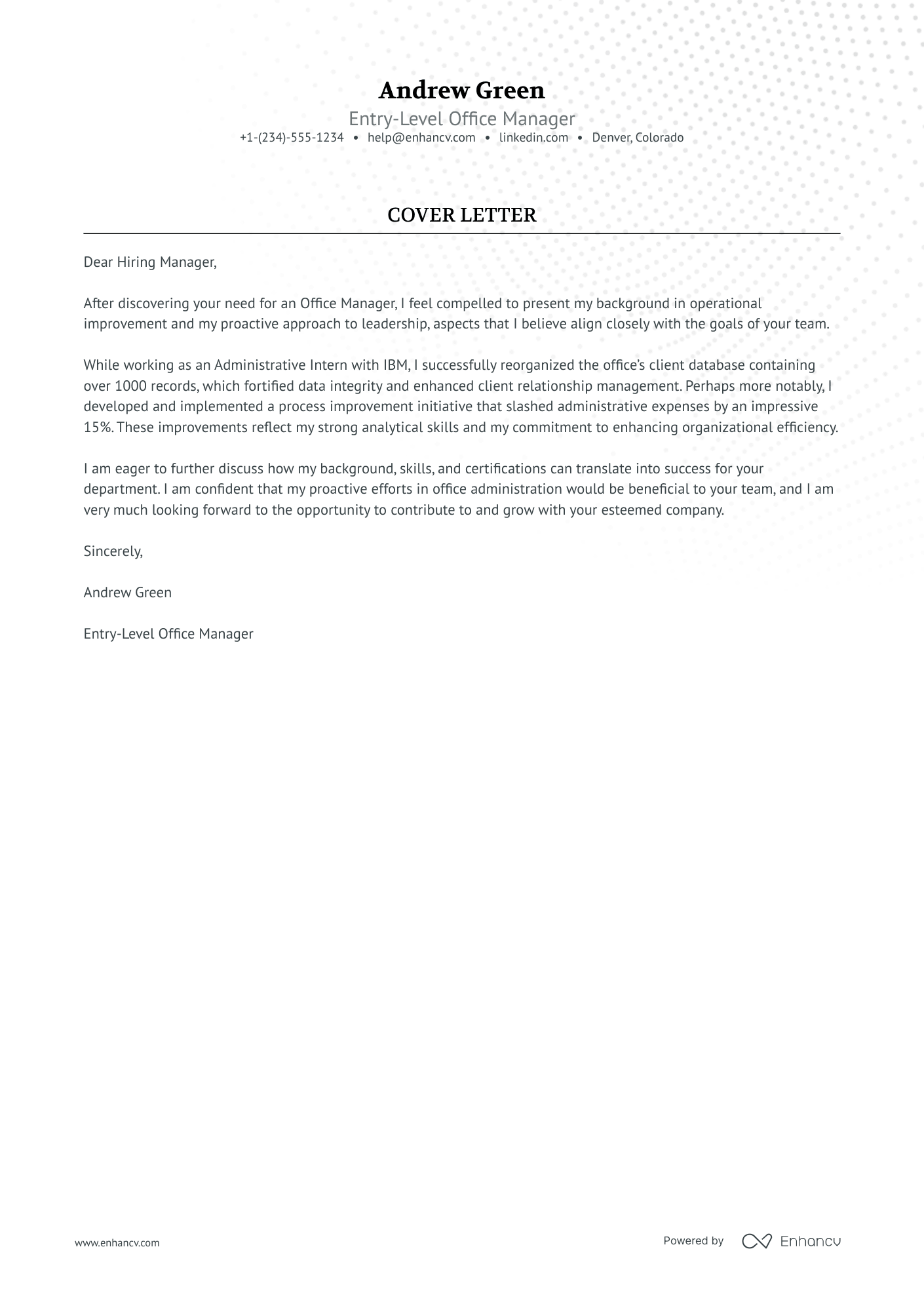 9 Professional Office Manager Cover Letter Examples and Template for ...
