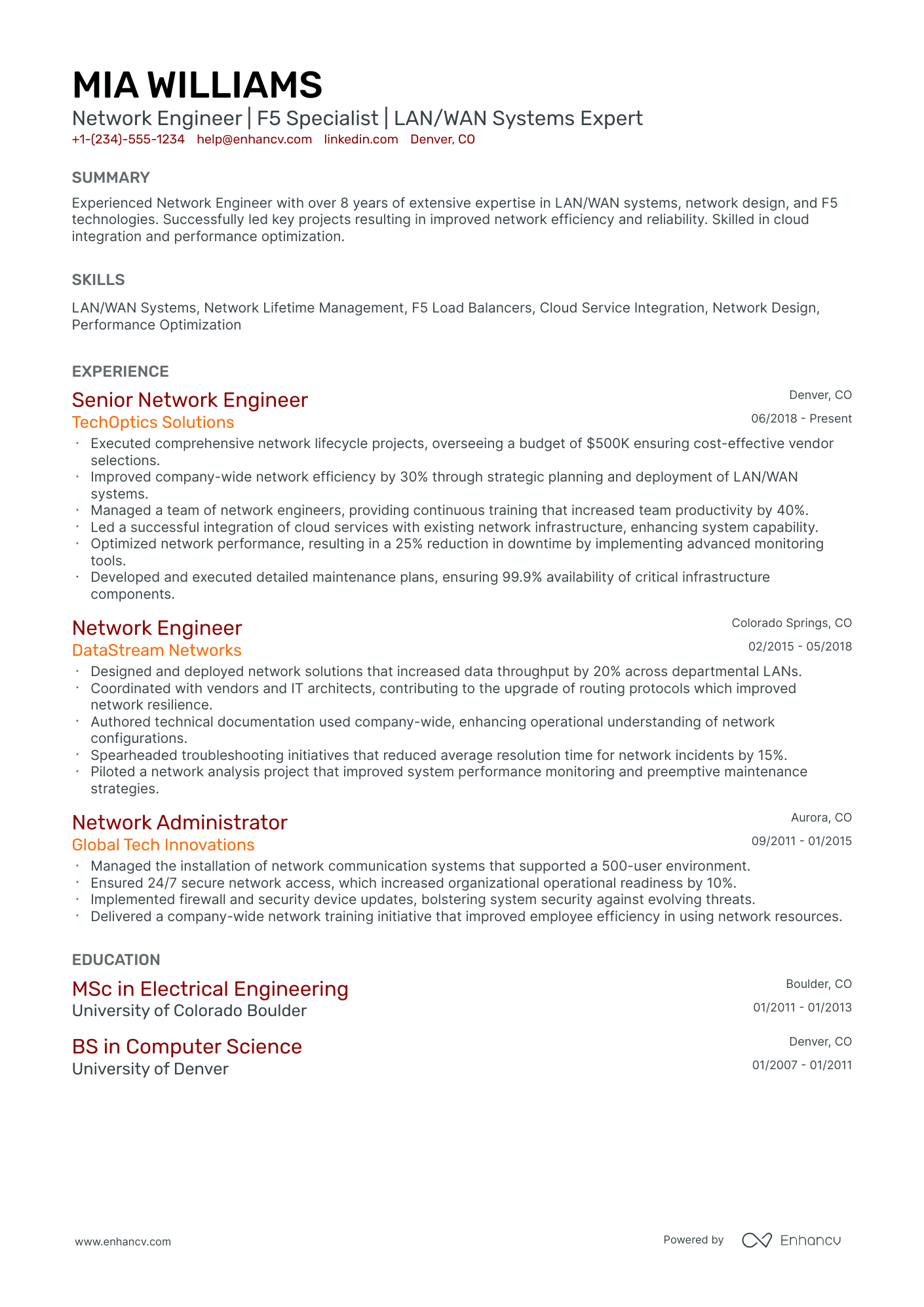 10 F5 Network Engineer Resume Examples & Guide for 2026