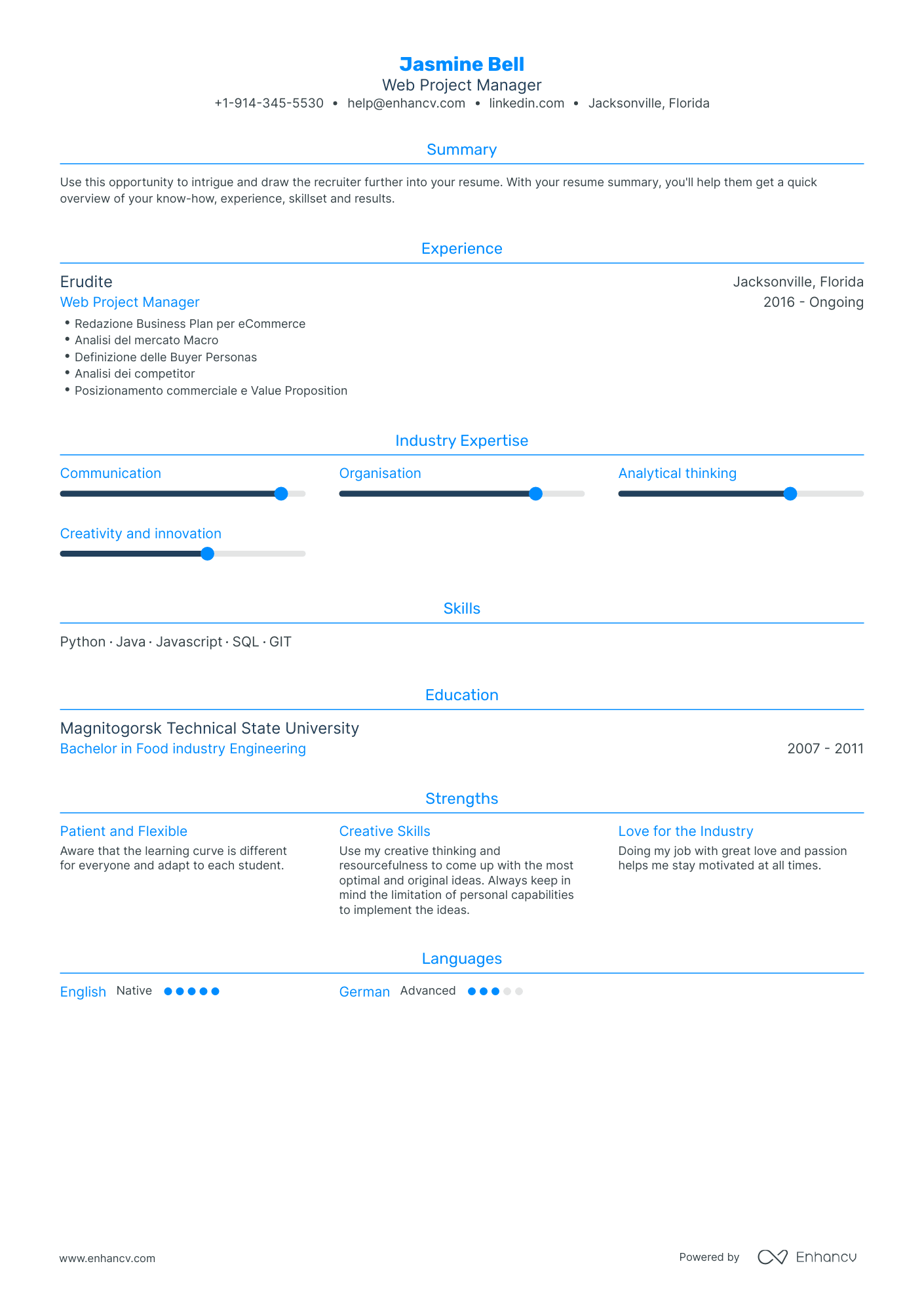 Web Project Manager Resume Examples & Guide for 2023 (Layout, Skills ...