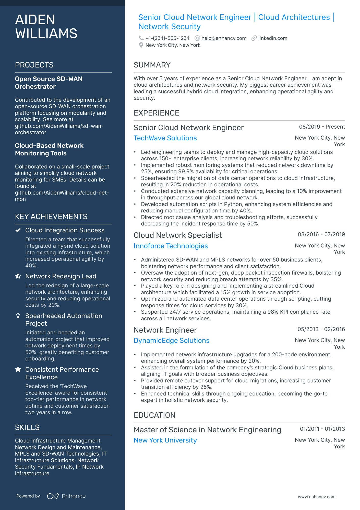 10 Cloud Network Engineer Resume Examples & Guide for 2026