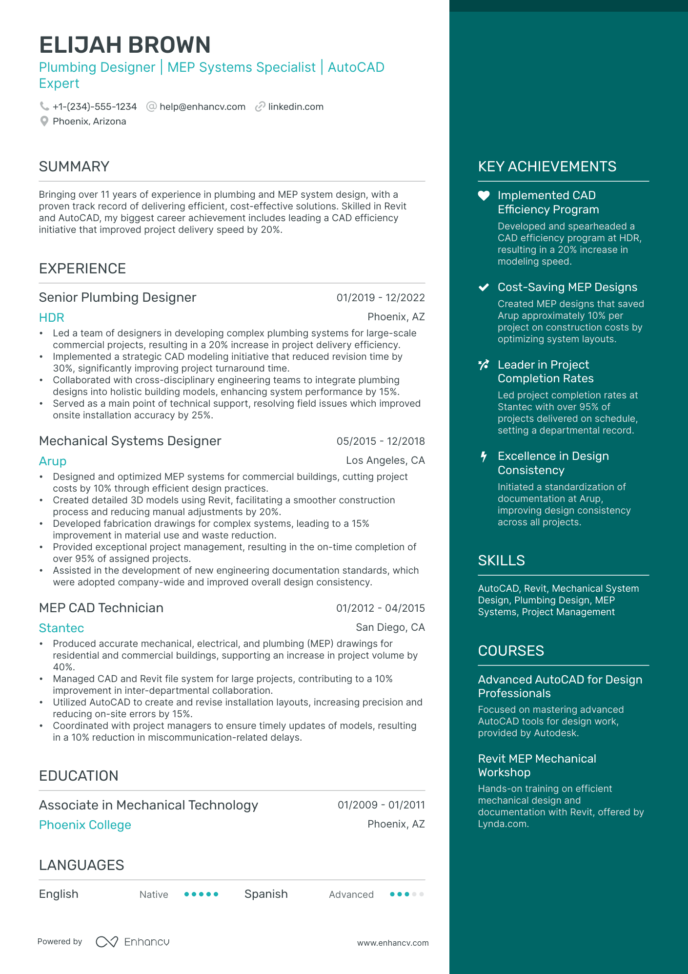 10 Plumbing Designer Resume Examples & Guide for 2026
