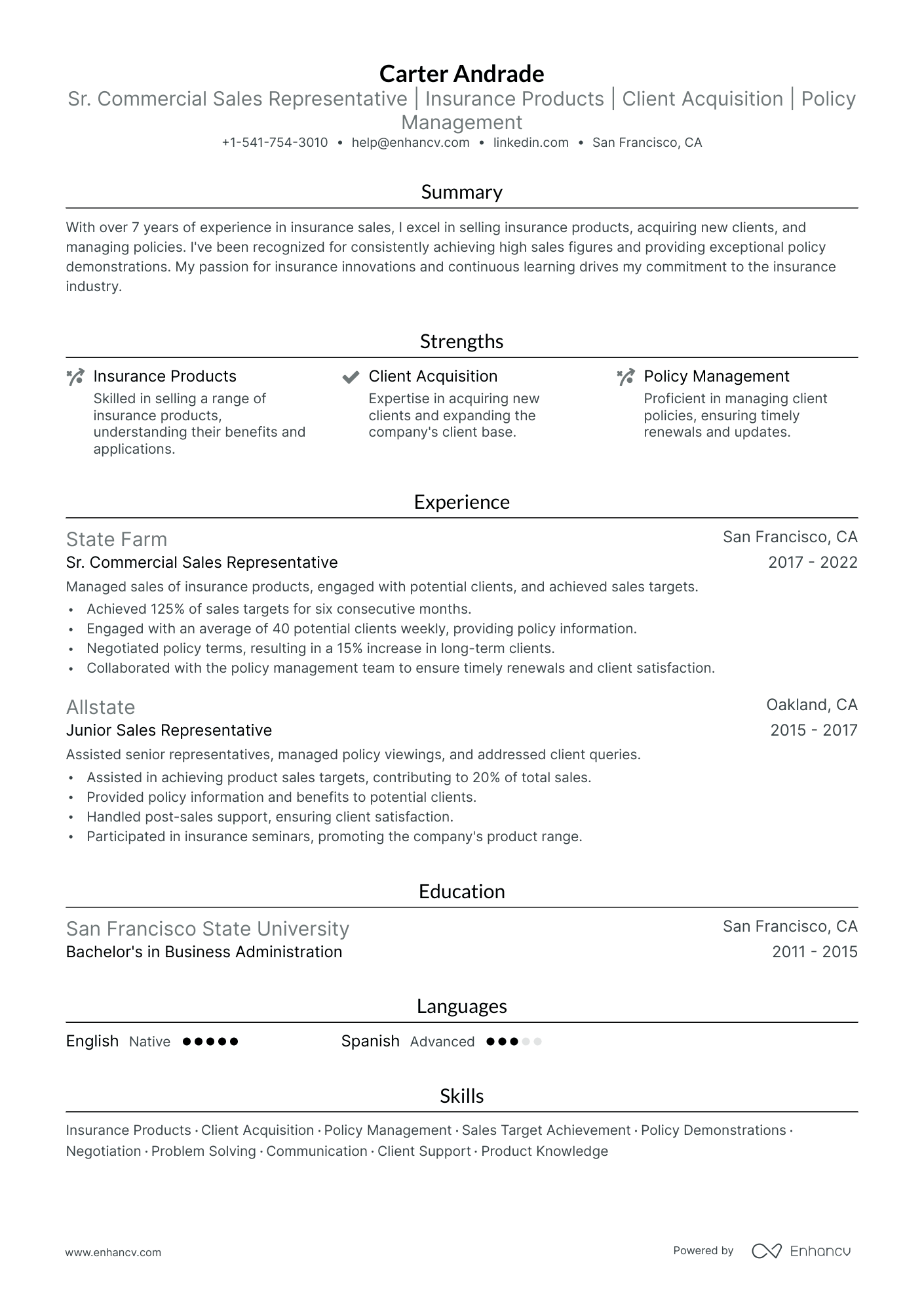 5 Insurance Sales Resume Examples & Guide for 2025