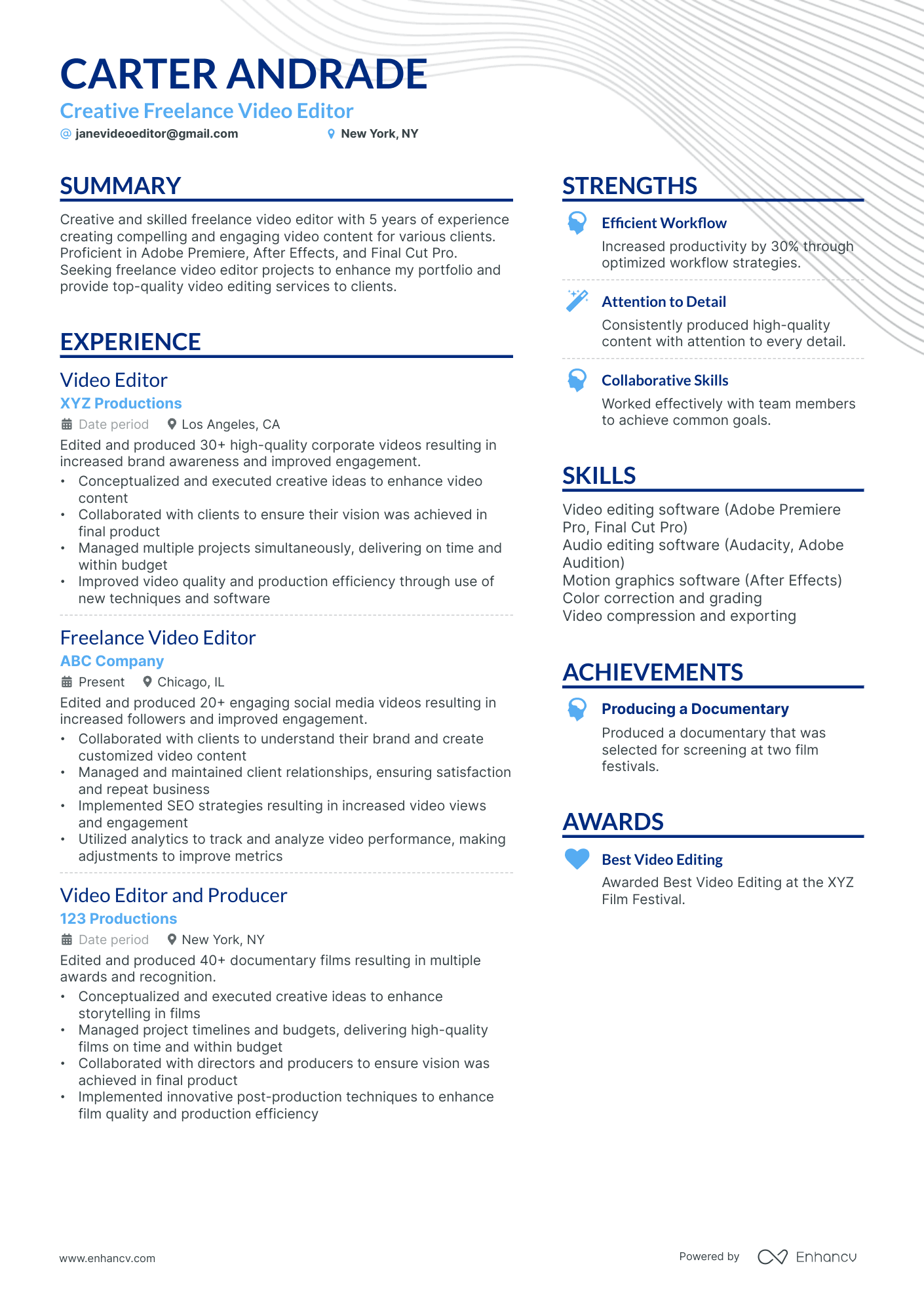 6 Video Editor Resume Examples & Guide for 2024