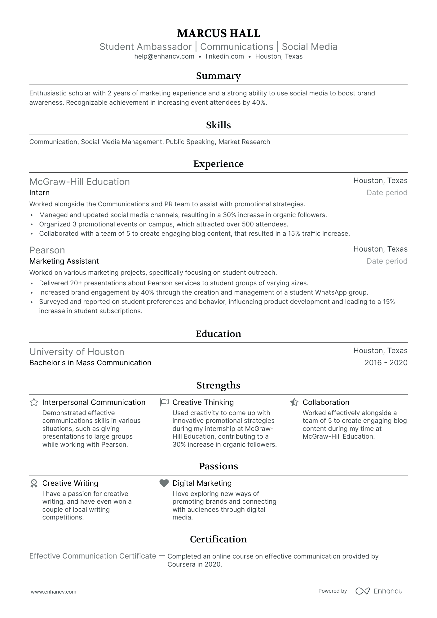 10 Student Ambassador Resume Examples & Guide for 2026
