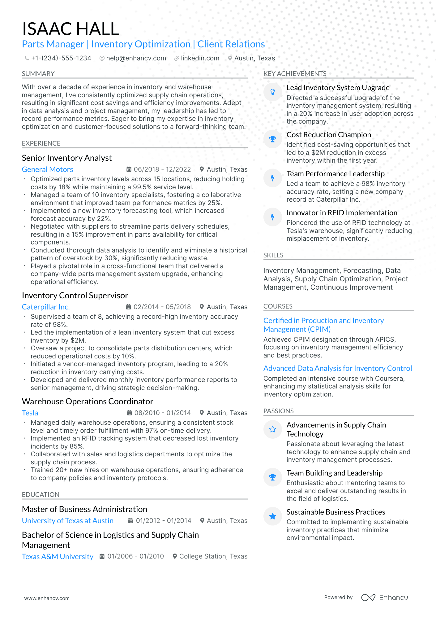 10 Parts Manager Resume Examples & Guide for 2026