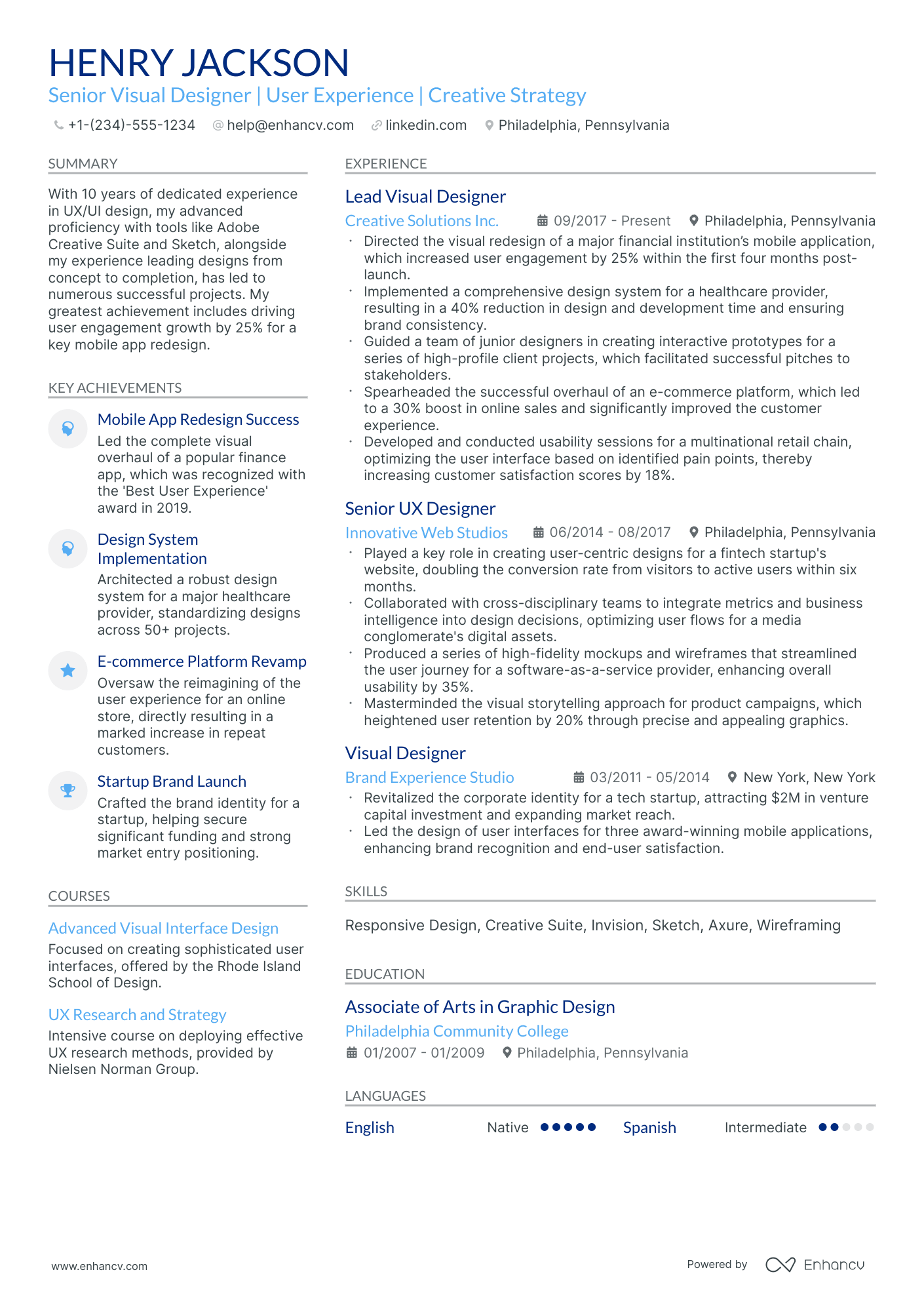 10 Visual Designer Resume Examples & Guide for 2026