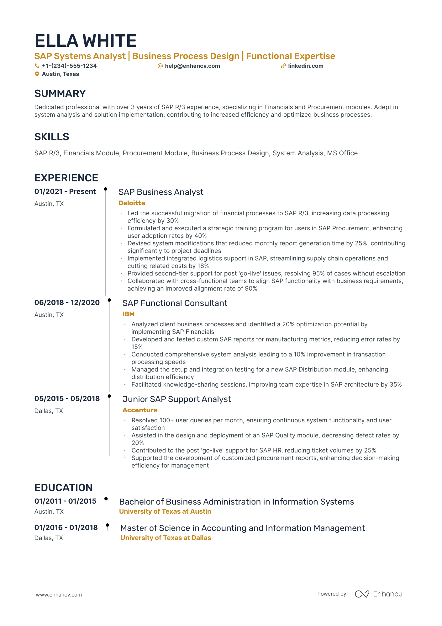 10 SAP Business Analyst Resume Examples & Guide for 2026