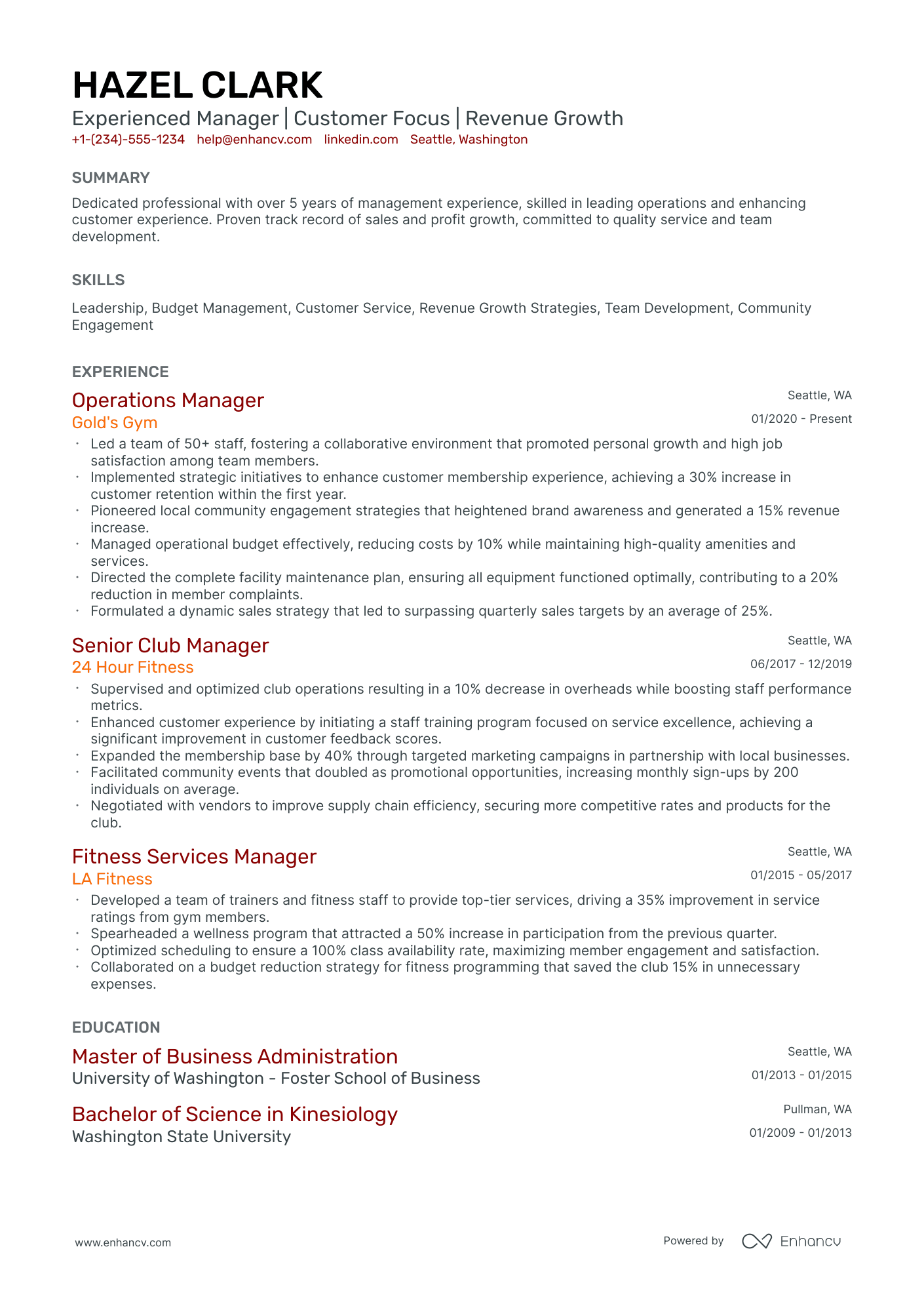 10 Club Manager Resume Examples & Guide for 2026