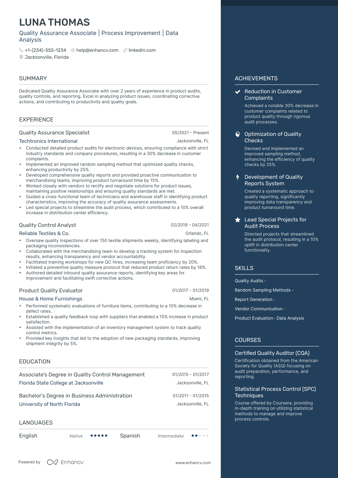 5 Quality Assurance Associate Resume Examples & Guide for 2024