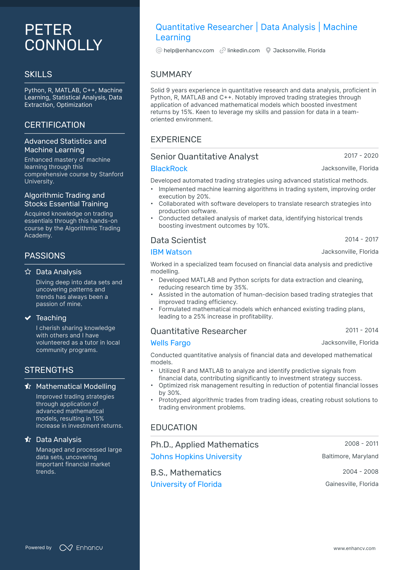 10 Quantitative Researcher Resume Examples & Guide for 2025