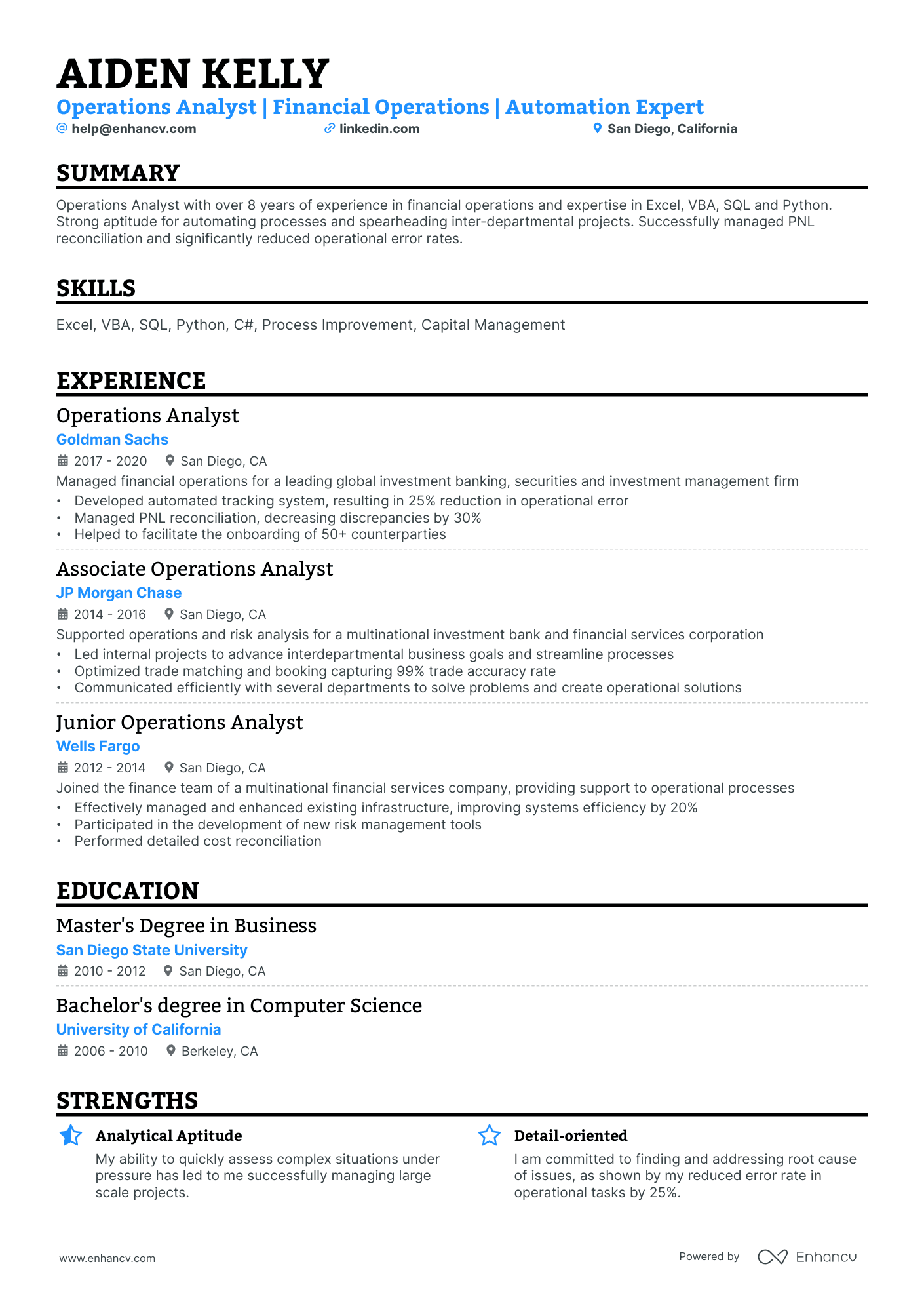 10 Operations Analyst Resume Examples & Guide for 2026