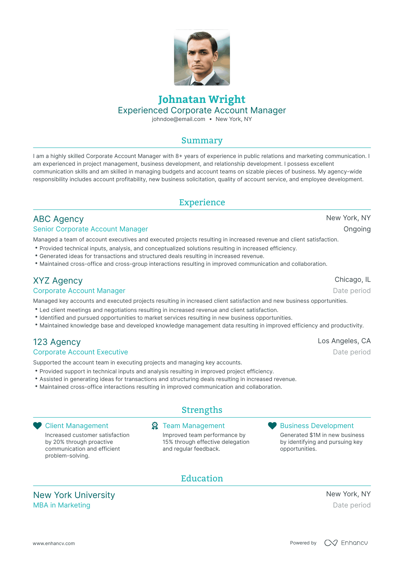 5 Corporate Account Manager Resume Examples & Guide for 2023