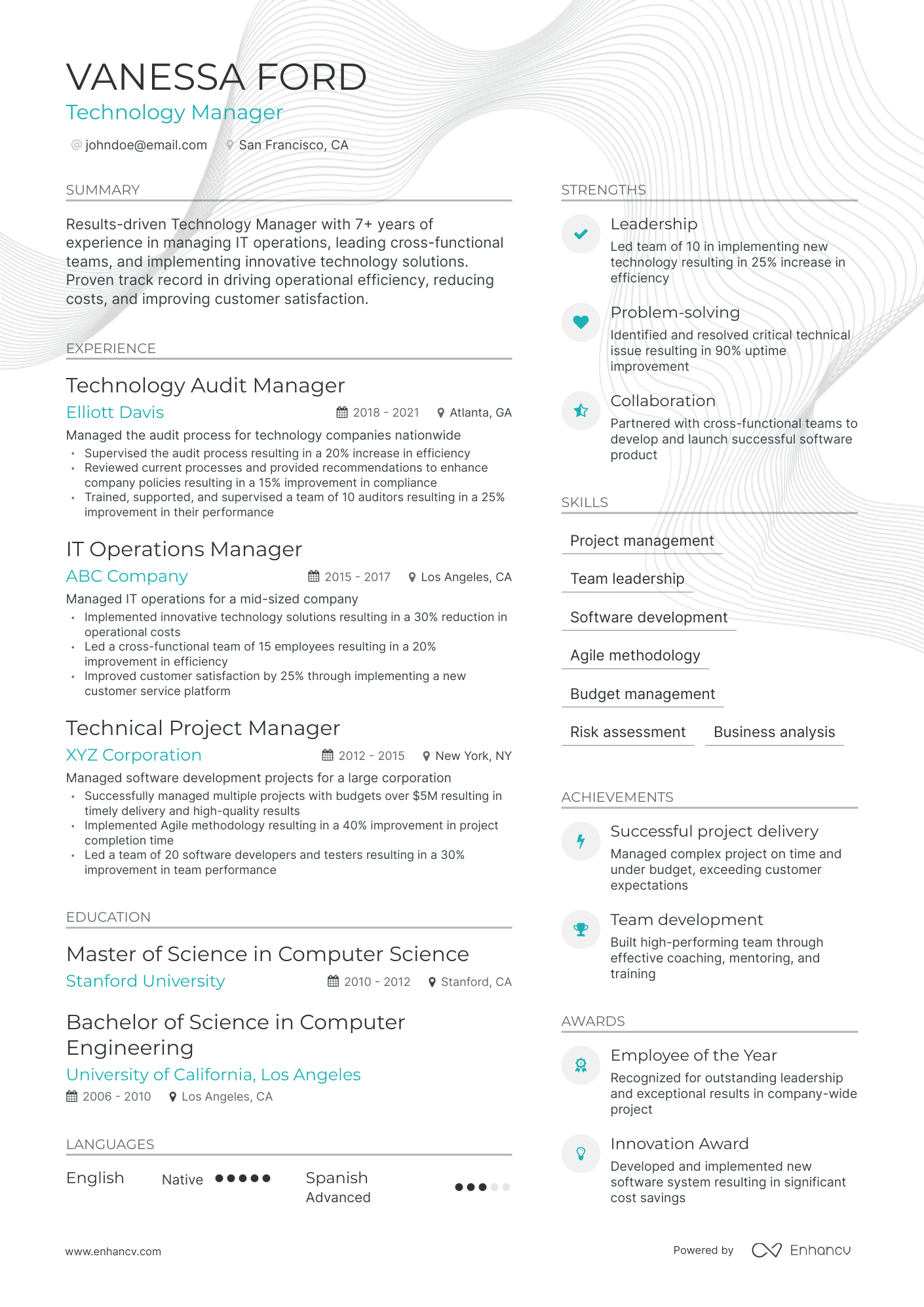 5 Technology Manager Resume Examples & Guide for 2024