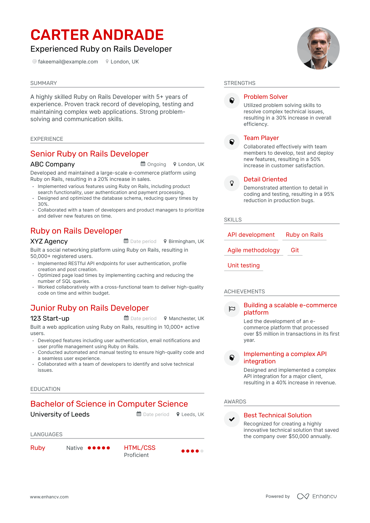 5 Ruby On Rails Developer Resume Examples & Guide for 2024