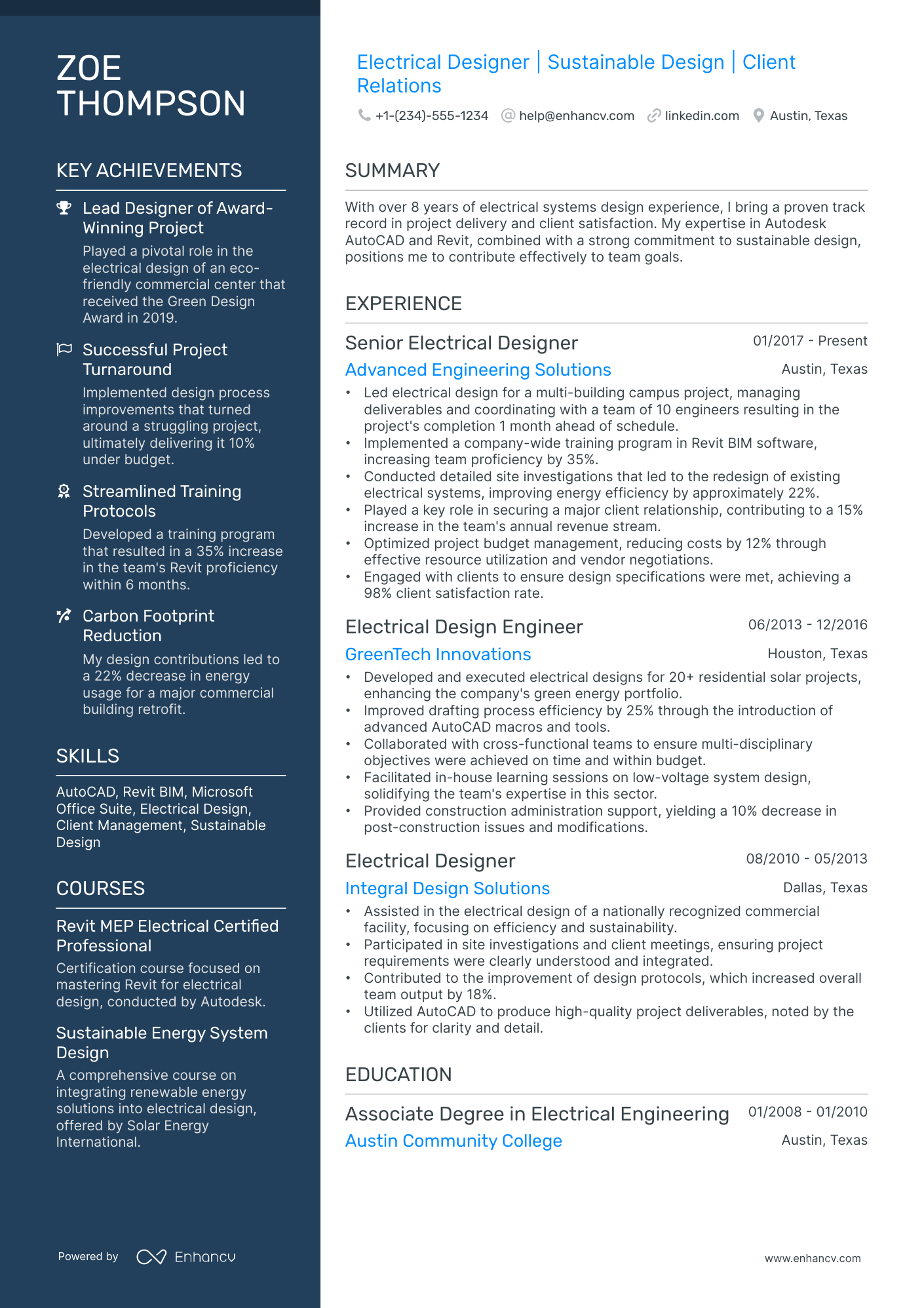 10 Electrical Designer Resume Examples & Guide for 2026