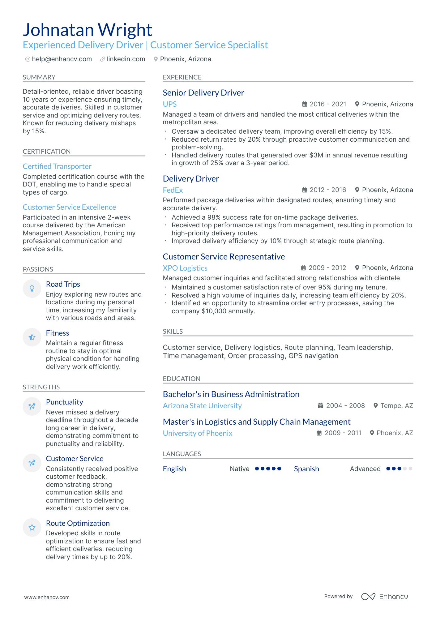 10 Food Delivery Driver Resume Examples & Guide for 2025