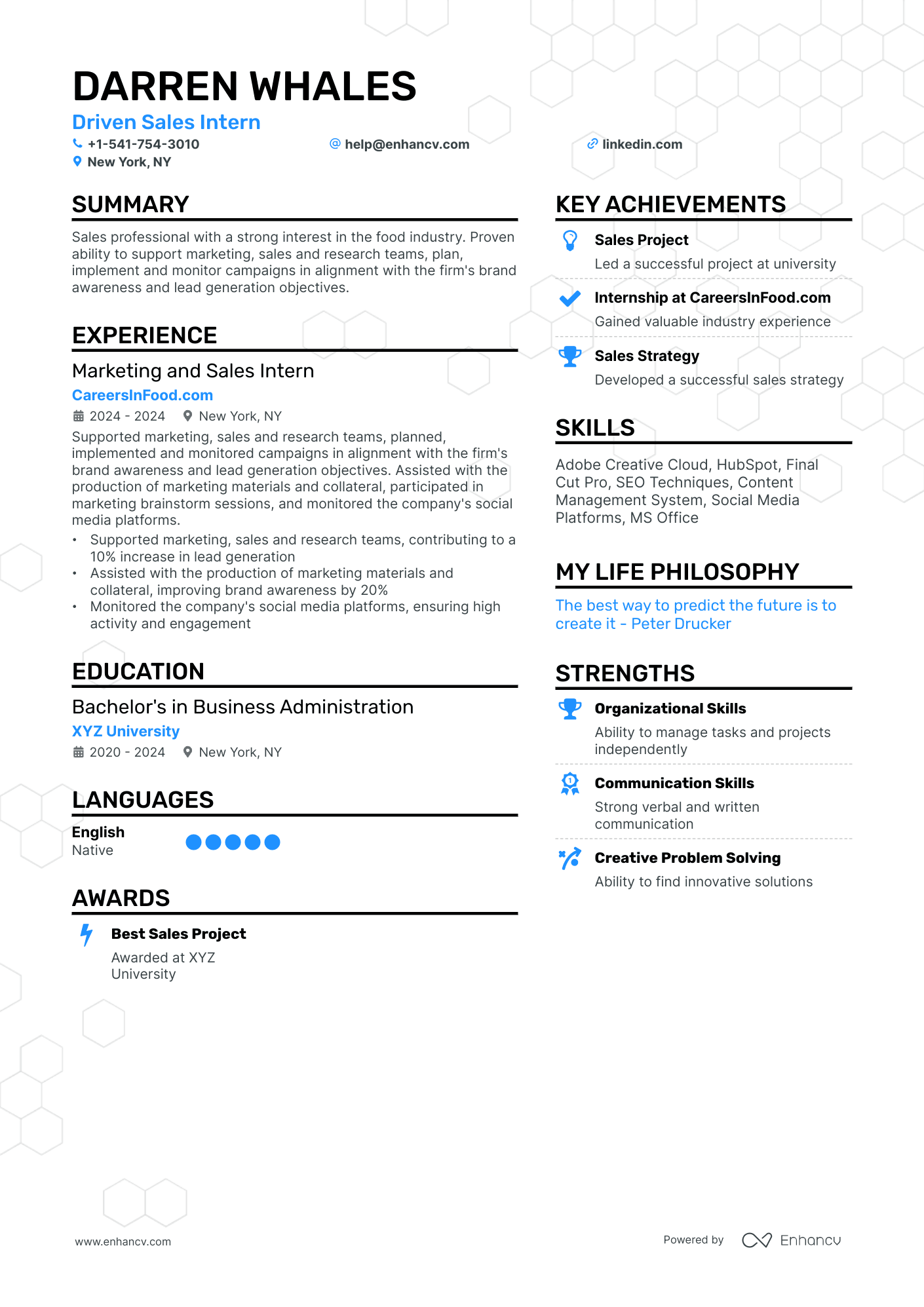 10 Sales Intern Resume Examples & Guide for 2025