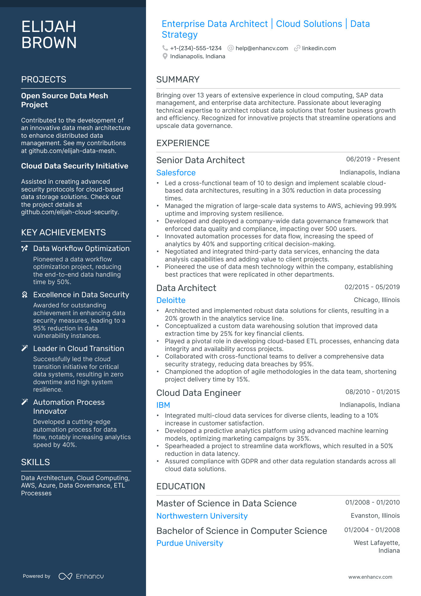 10 Enterprise Data Architect Resume Examples & Guide for 2026