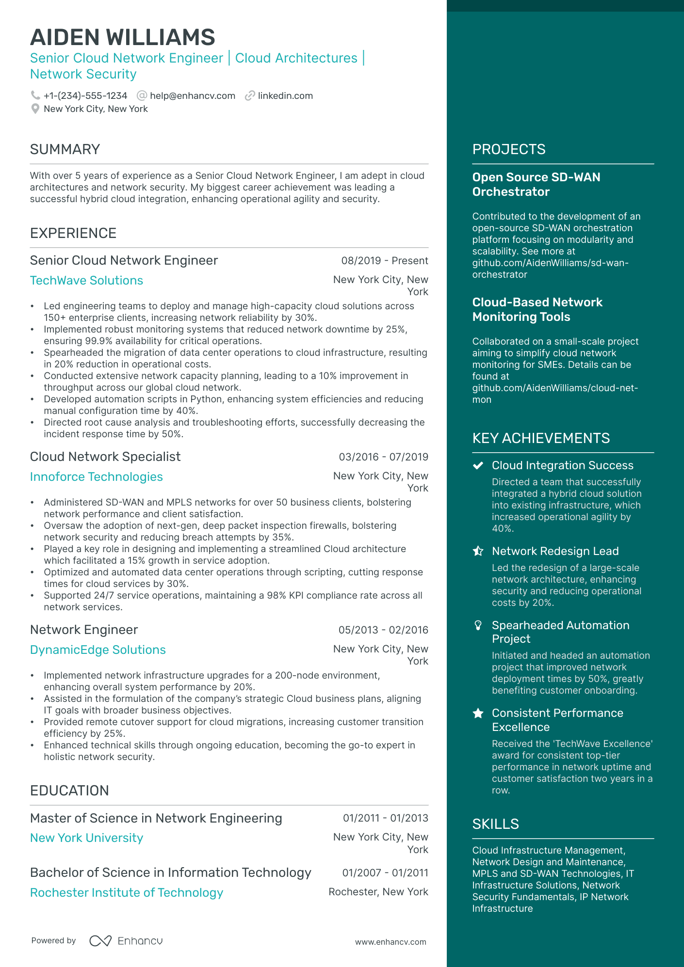 10 Cloud Network Engineer Resume Examples & Guide for 2026