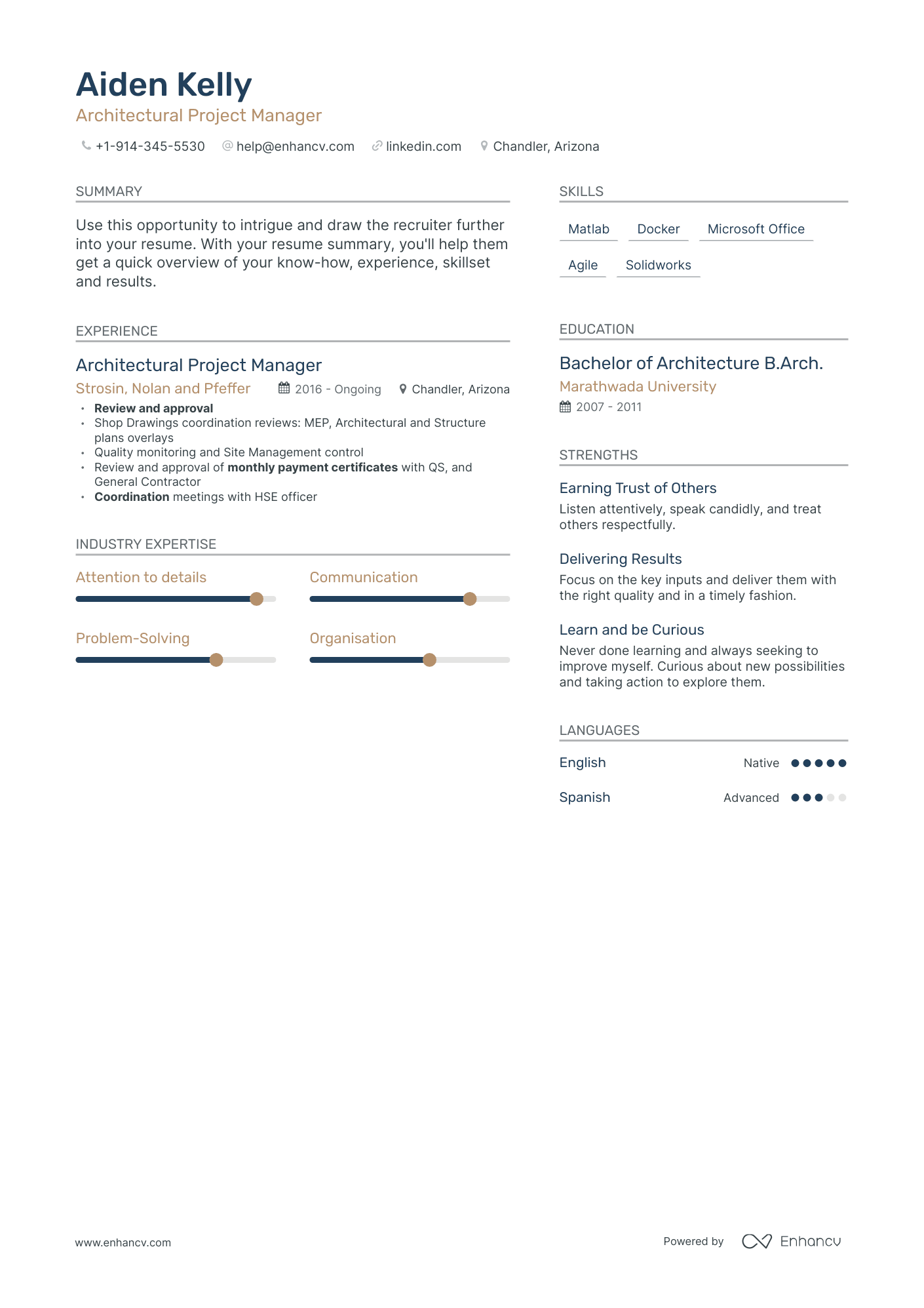 Architectural Project Manager Resume Examples & Guide for 2023 (Layout ...