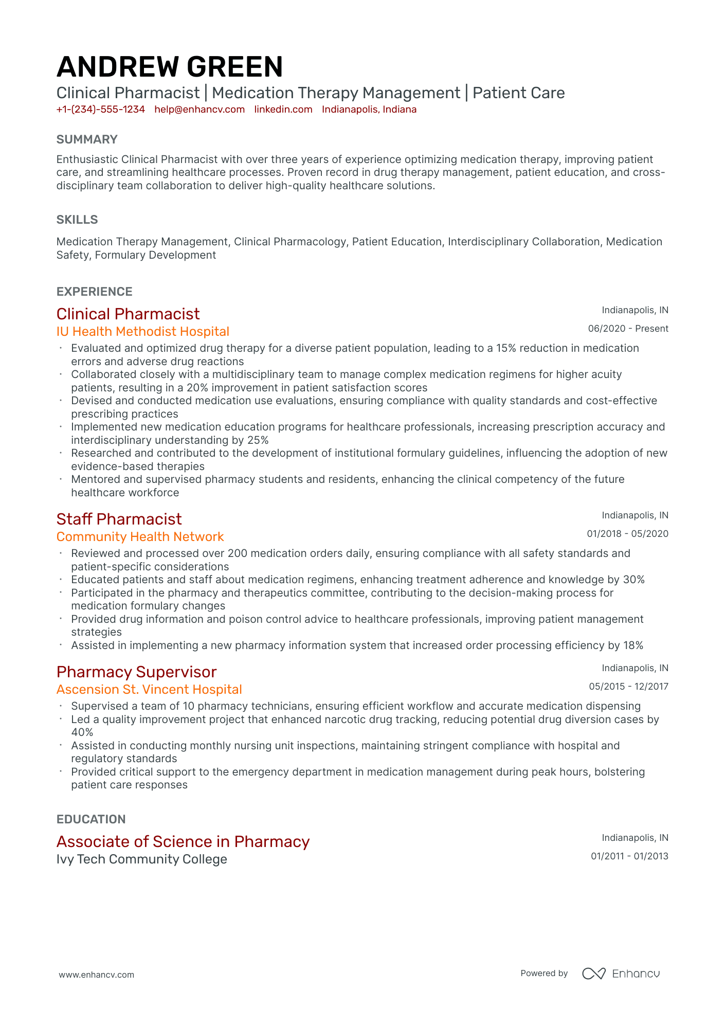 10 Hospital Pharmacist Resume Examples & Guide for 2026