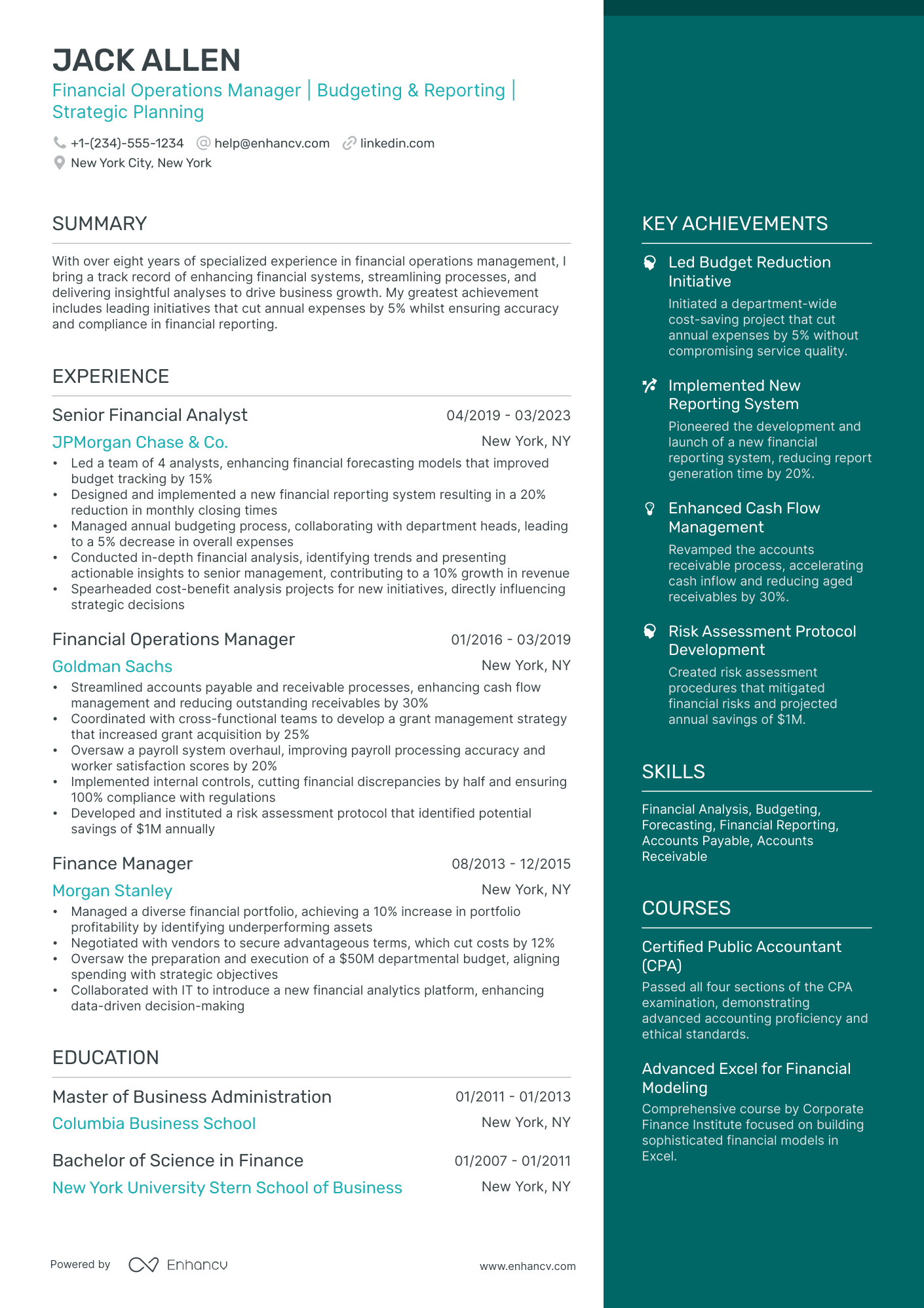 10 Financial Operations Manager Resume Examples & Guide for 2026