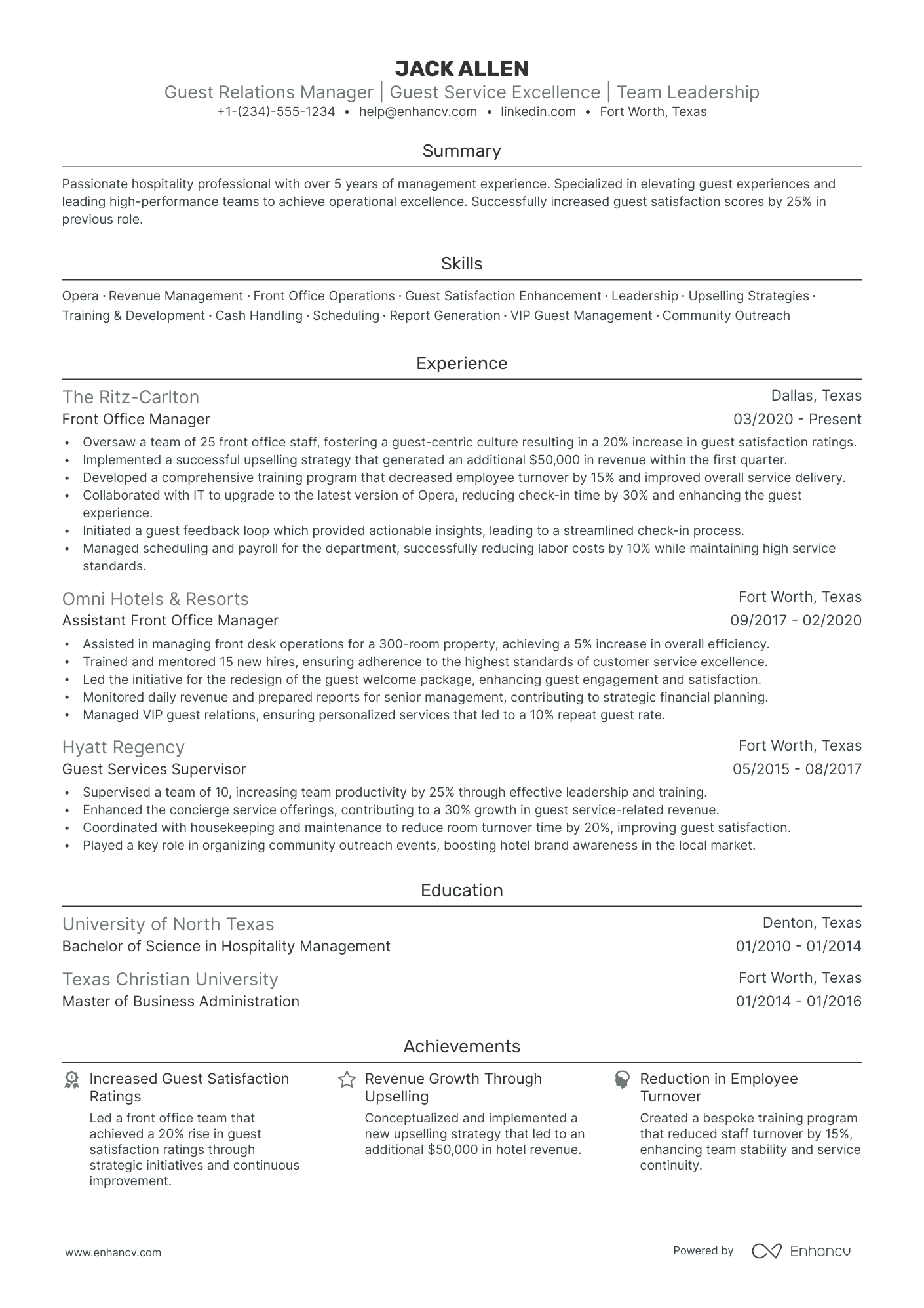 5 Guest Relations Manager Resume Examples & Guide for 2024