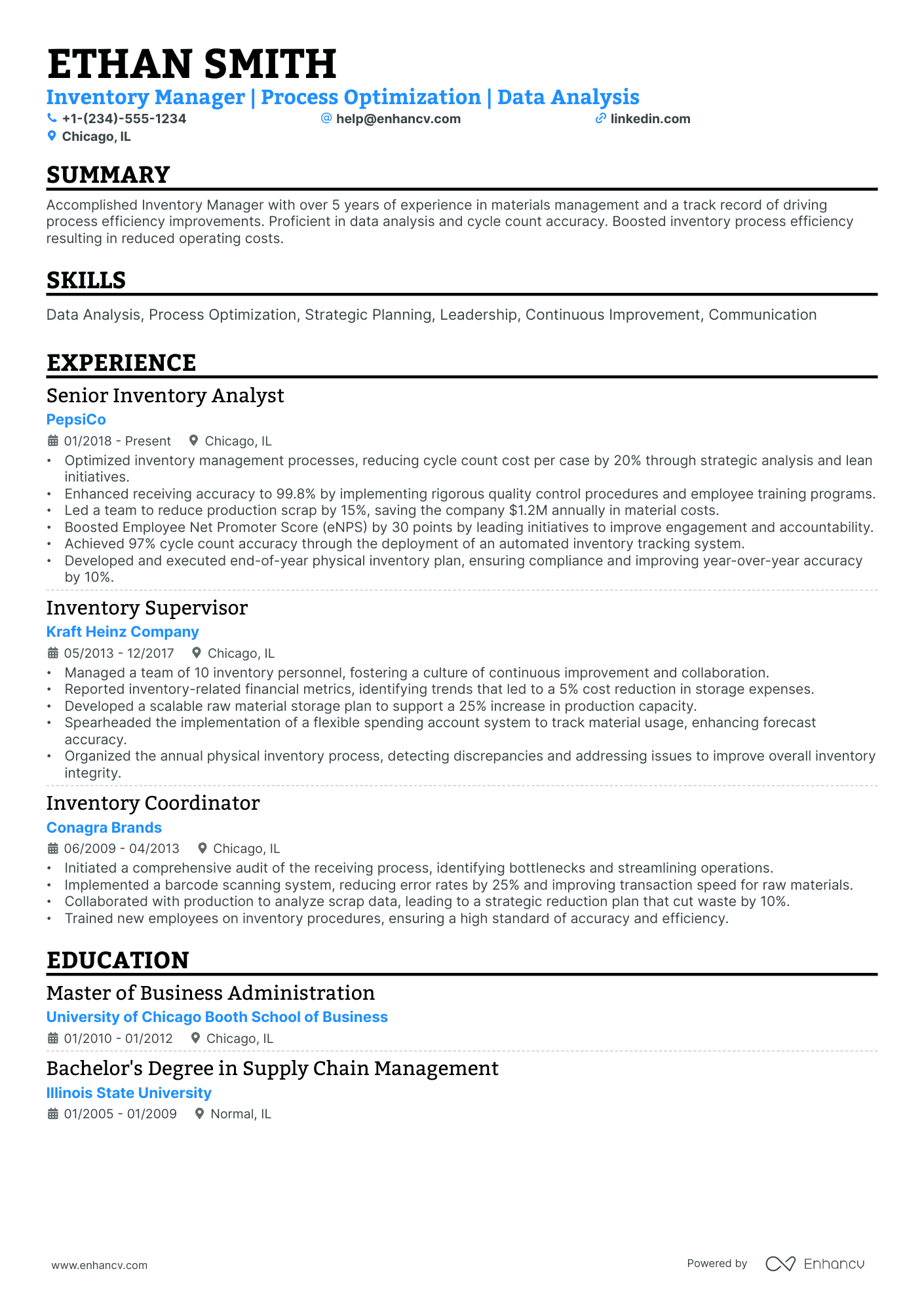 10 Inventory Manager Resume Examples & Guide for 2025