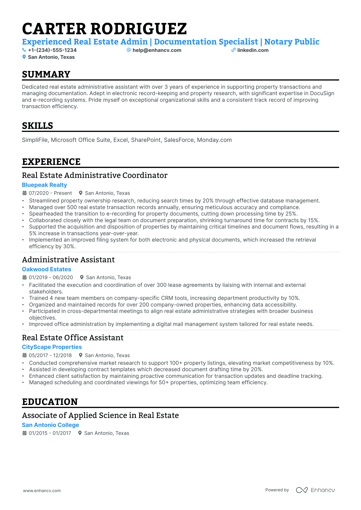 10 Real Estate Administrative Assistant Resume Examples & Guide for 2026