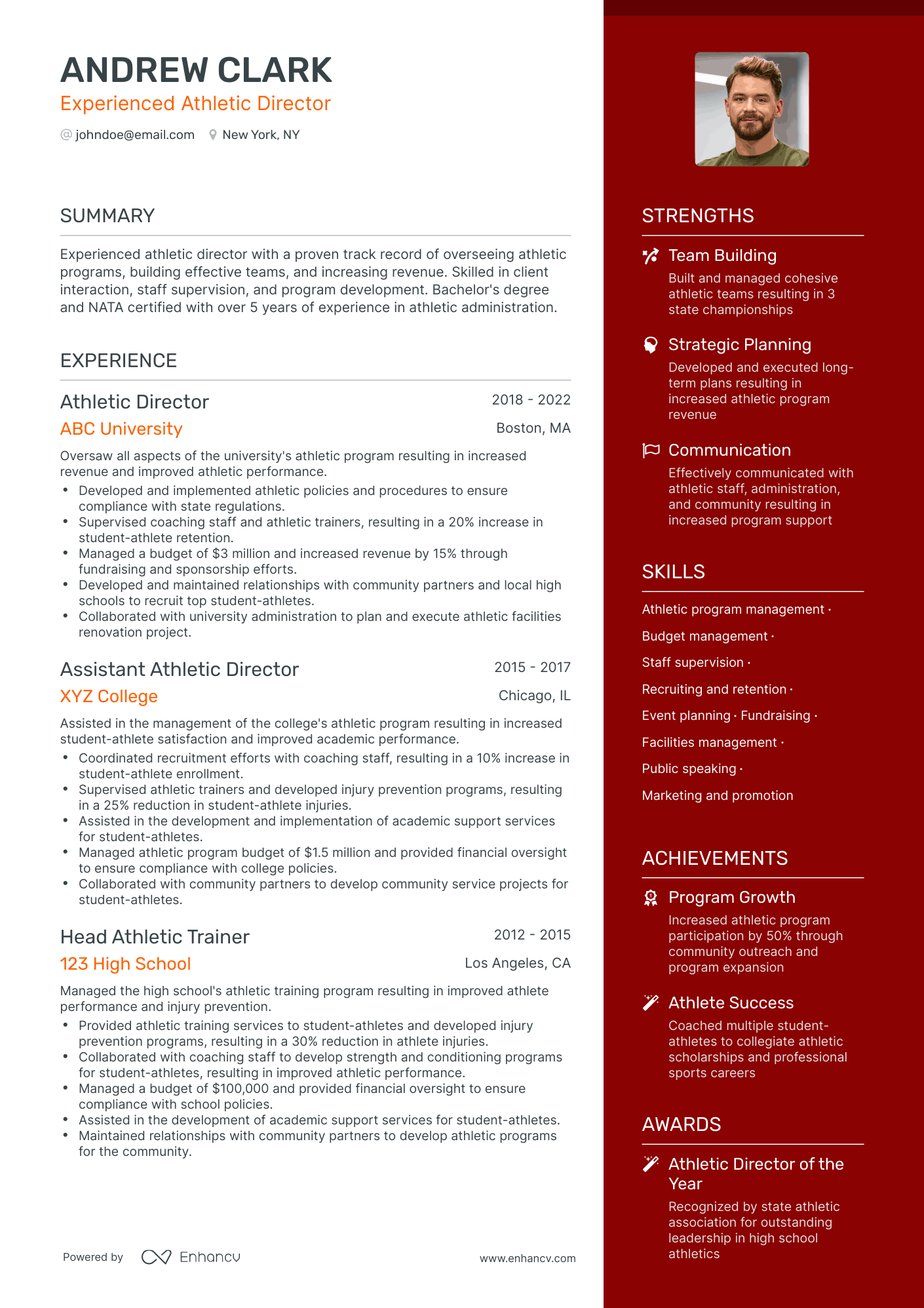 5 Athletic Director Resume Examples & Guide for 2023