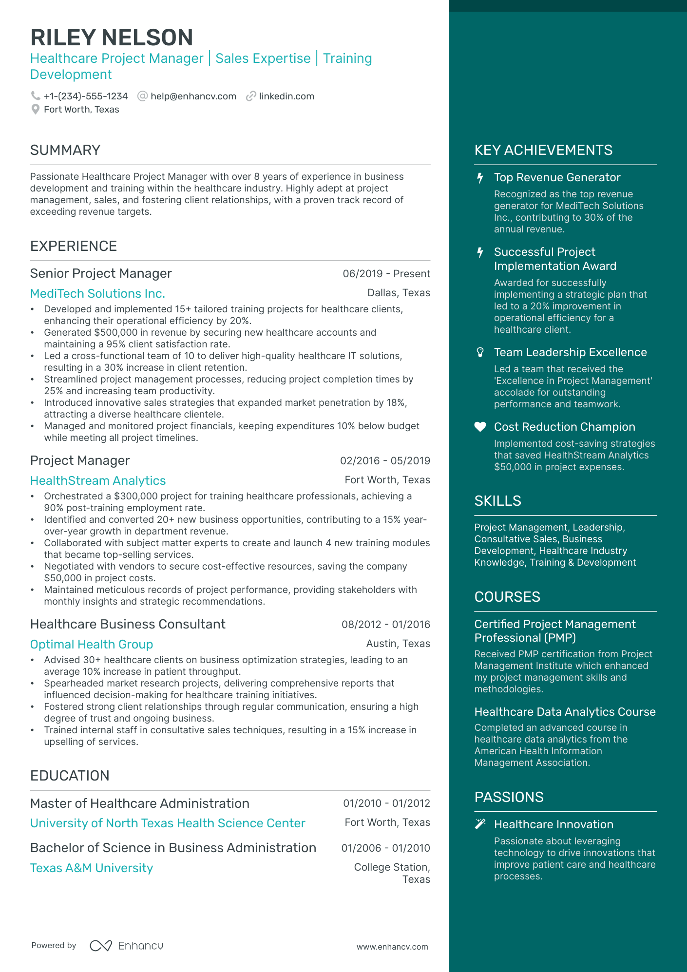 10 Healthcare Project Manager Resume Examples & Guide for 2025