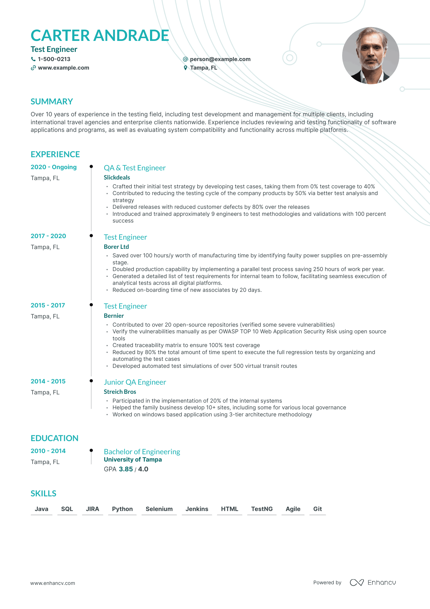 5 Test Engineer Resume Examples & Guide for 2024