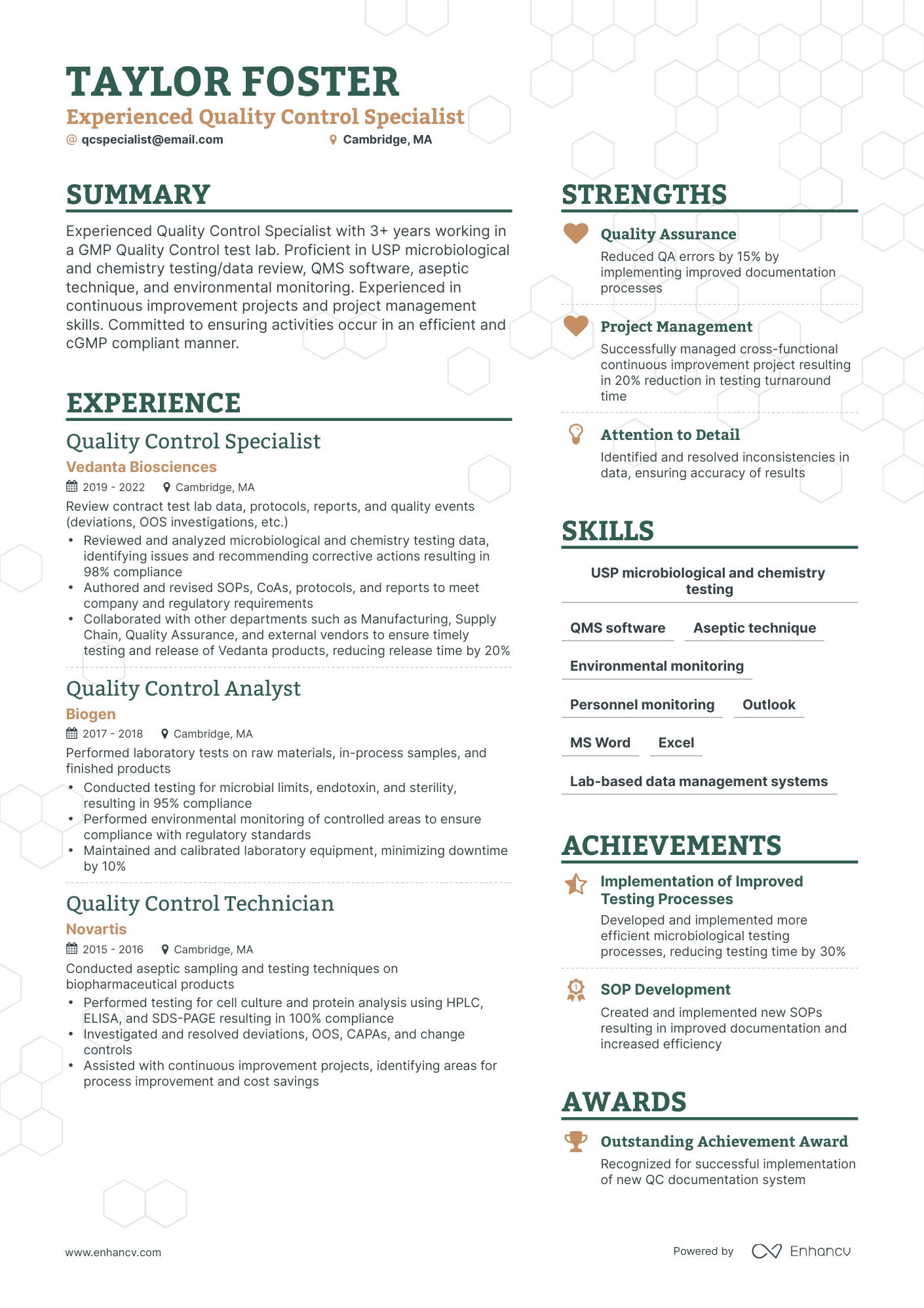 5 Quality Control Specialist Resume Examples & Guide for 2024