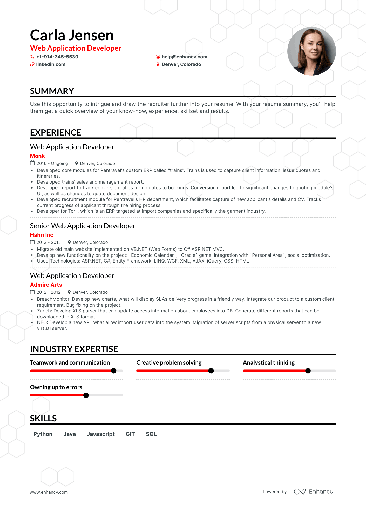 Web Application Developer Resume Examples & Guide for 2023 (Layout ...