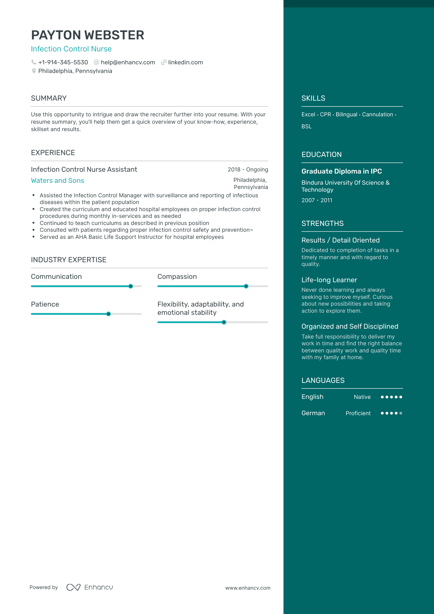 Infection Control Nurse Resume Examples & Guide for 2023 (Layout ...