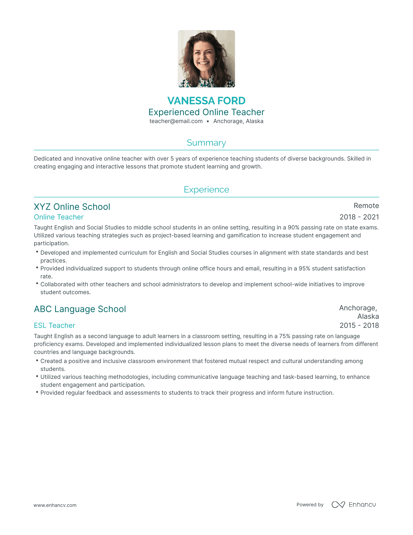 3 Online Teacher Resume Examples & Guide for 2023