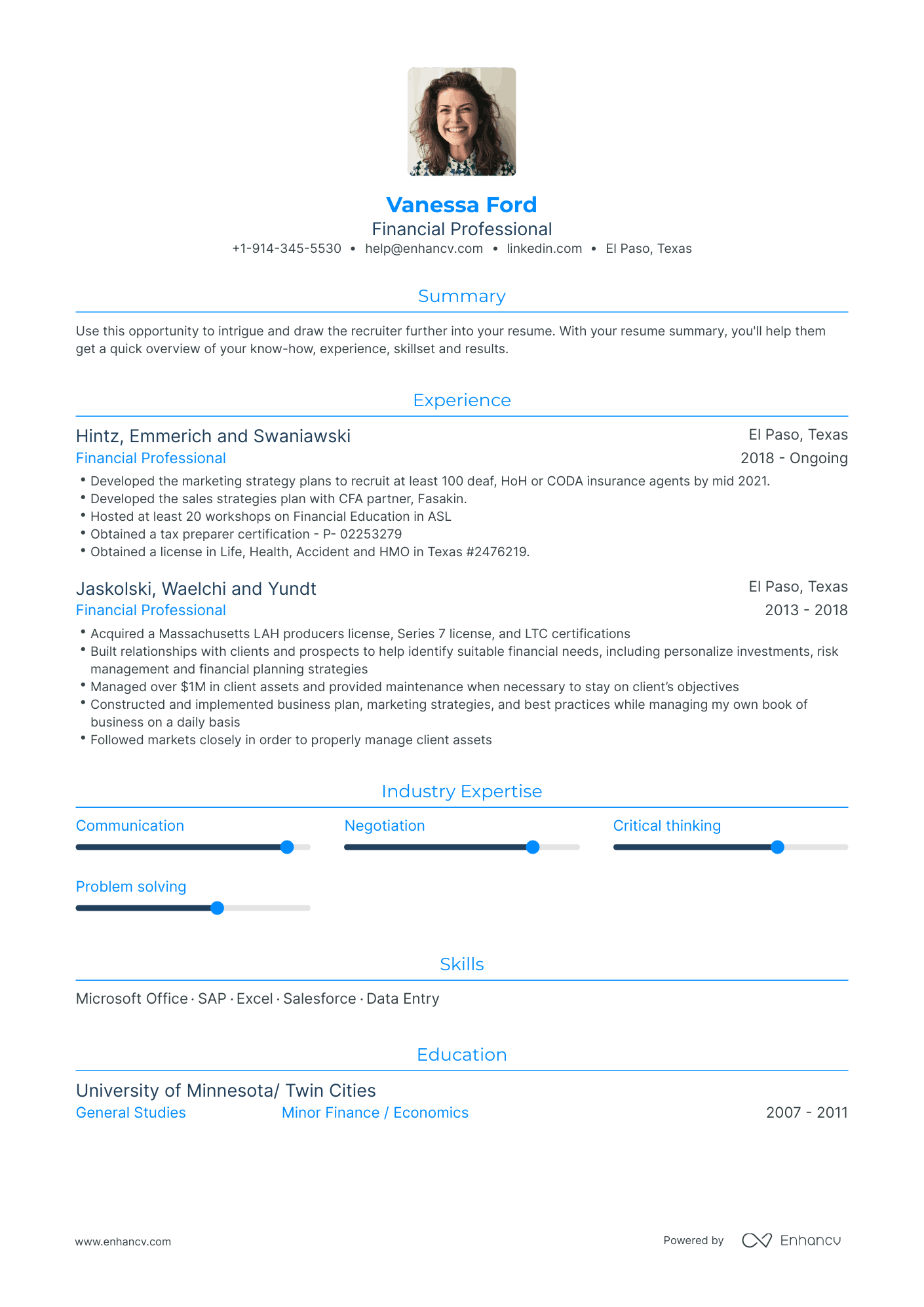 Financial Professional Resume Examples & Guide for 2023 (Layout, Skills ...