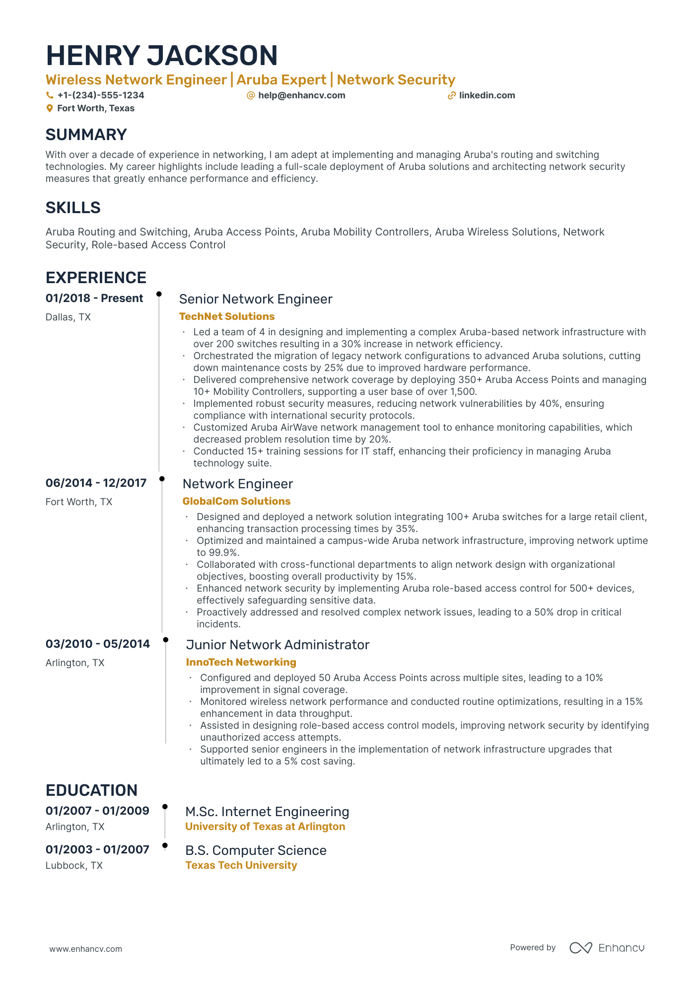 10 Wireless Network Engineer Resume Examples & Guide for 2025
