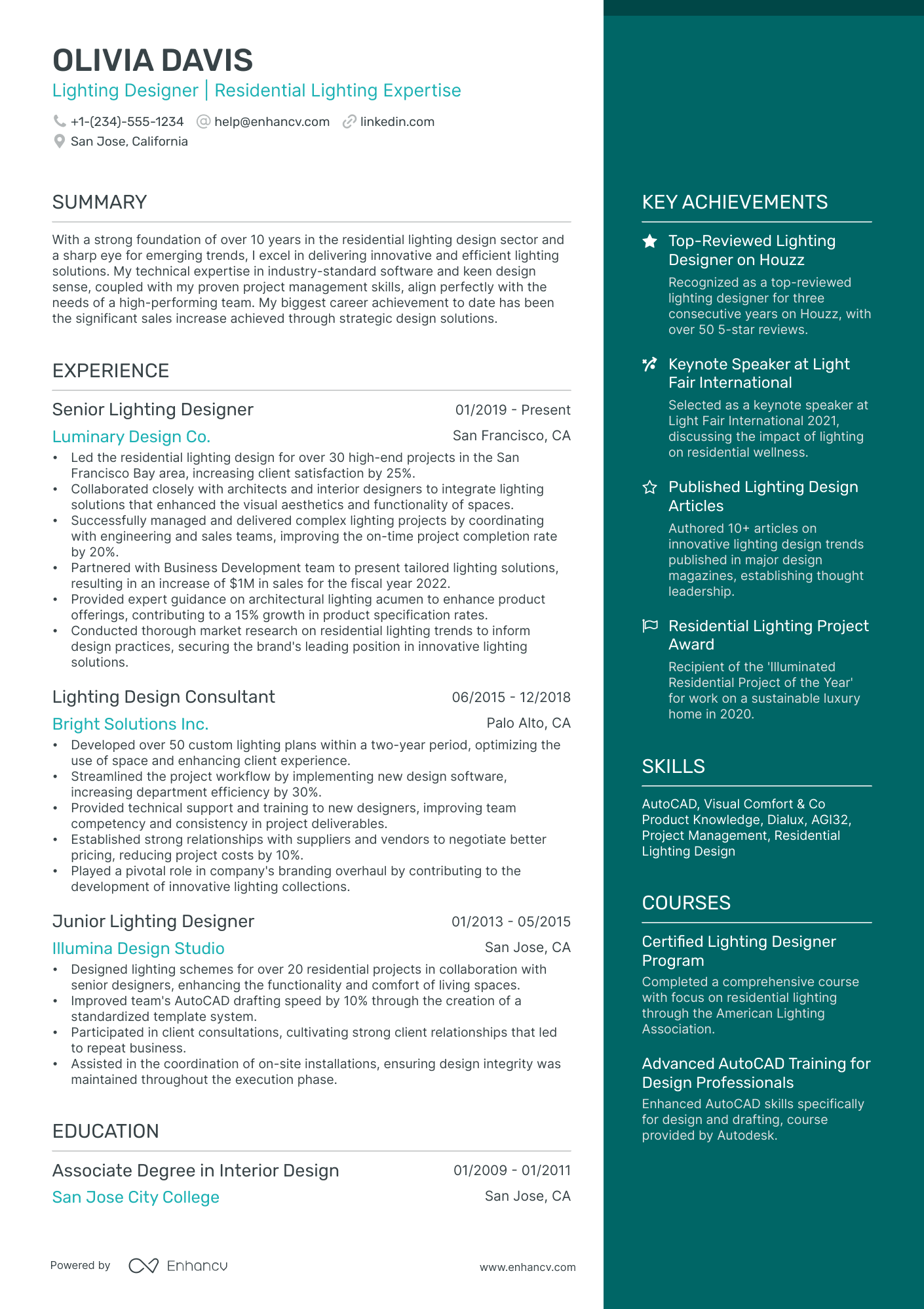 10 Lighting Designer Resume Examples & Guide for 2026