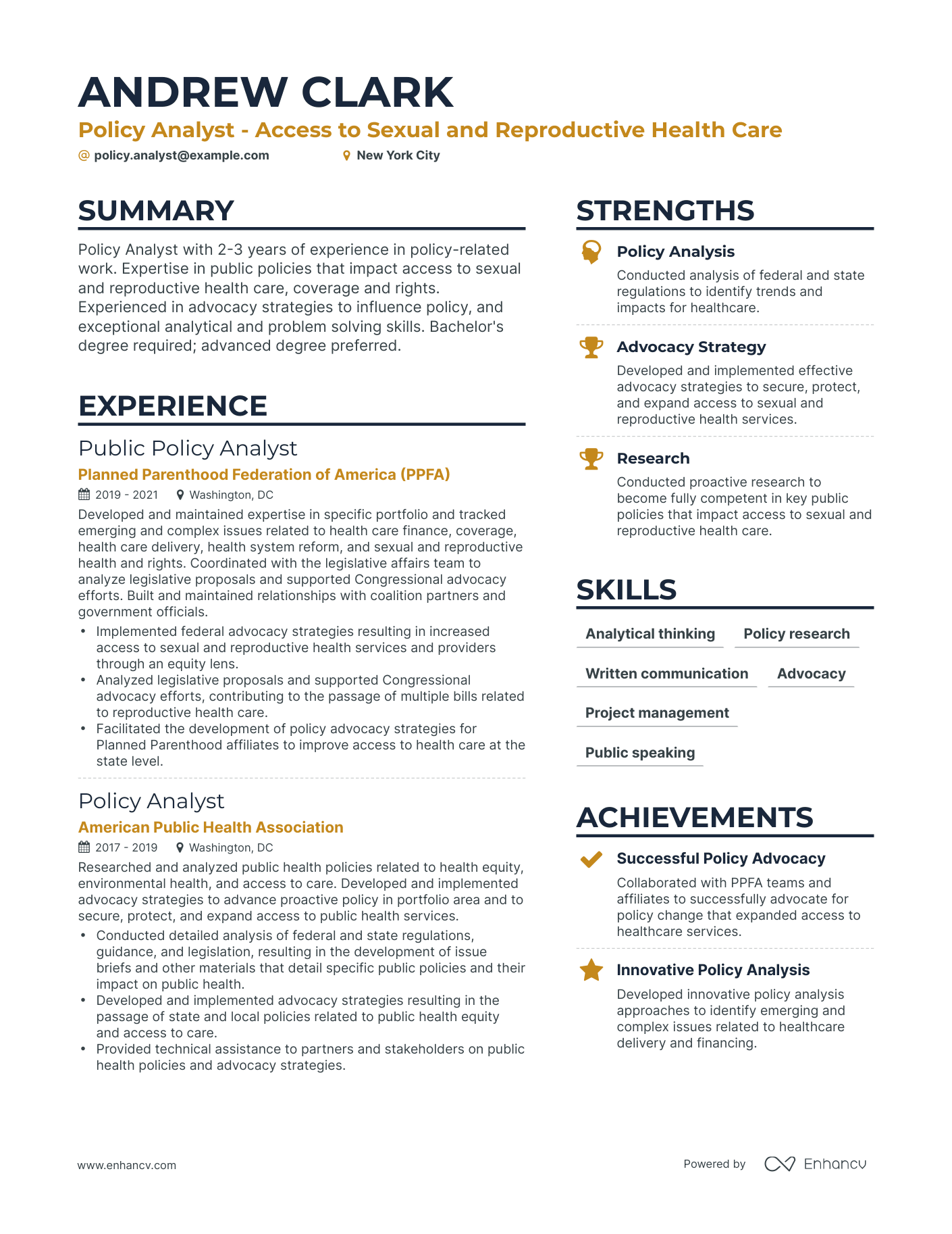 5 Policy Analyst Resume Examples & Guide for 2024