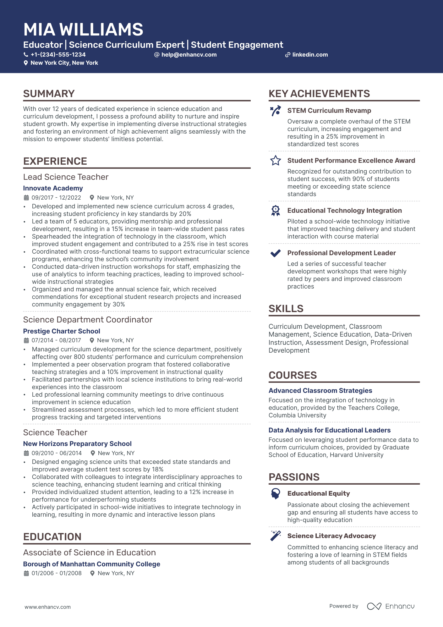 10 Science Teacher Resume Examples & Guide for 2026