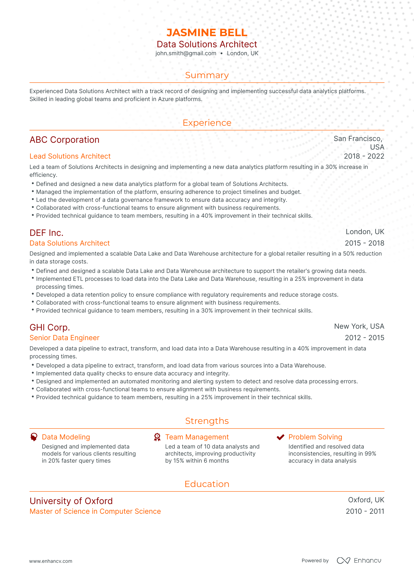 5 Data Architect Resume Examples & Guide for 2023