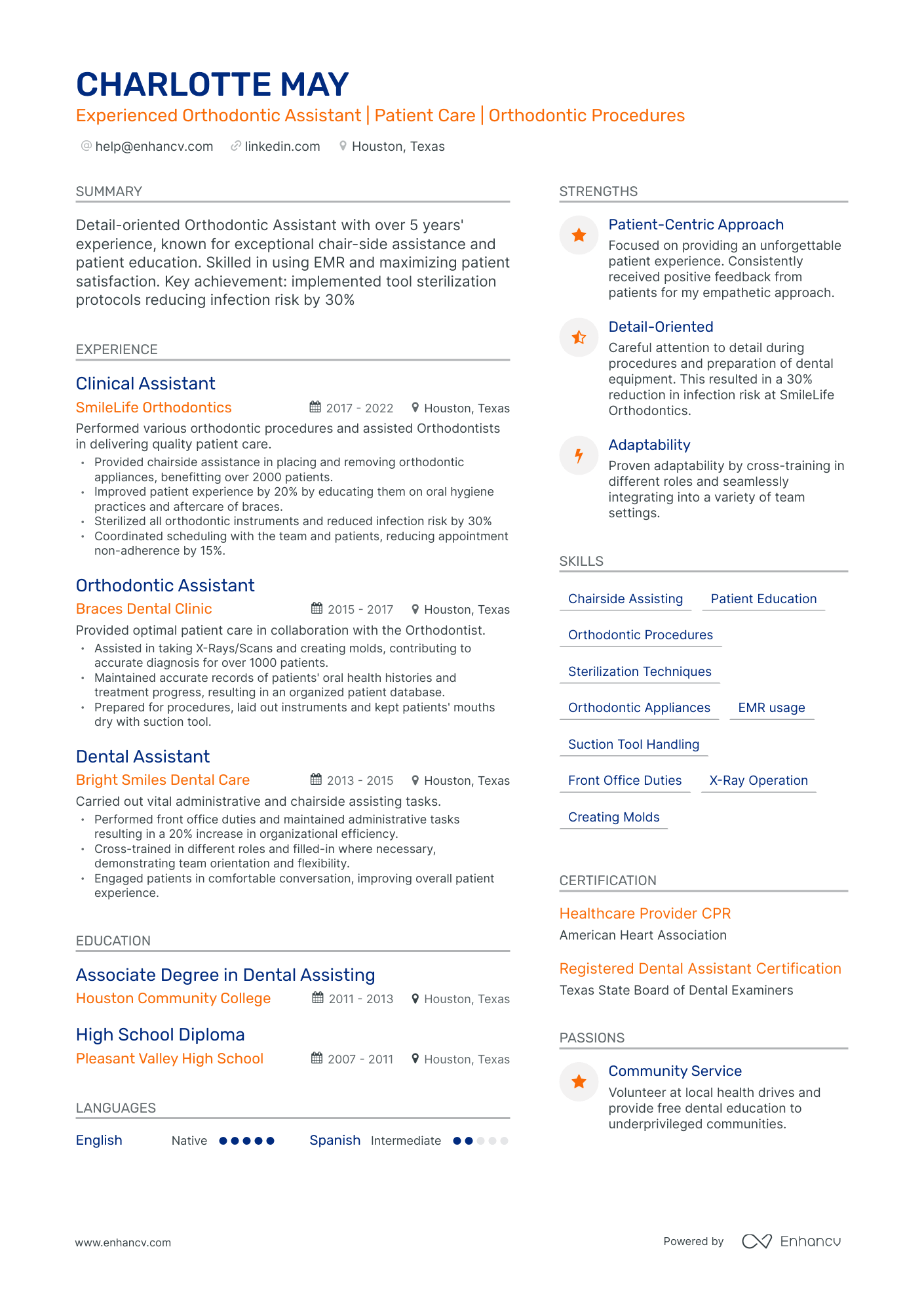 5 Orthodontic Dental Assistant Resume Examples & Guide for 2024
