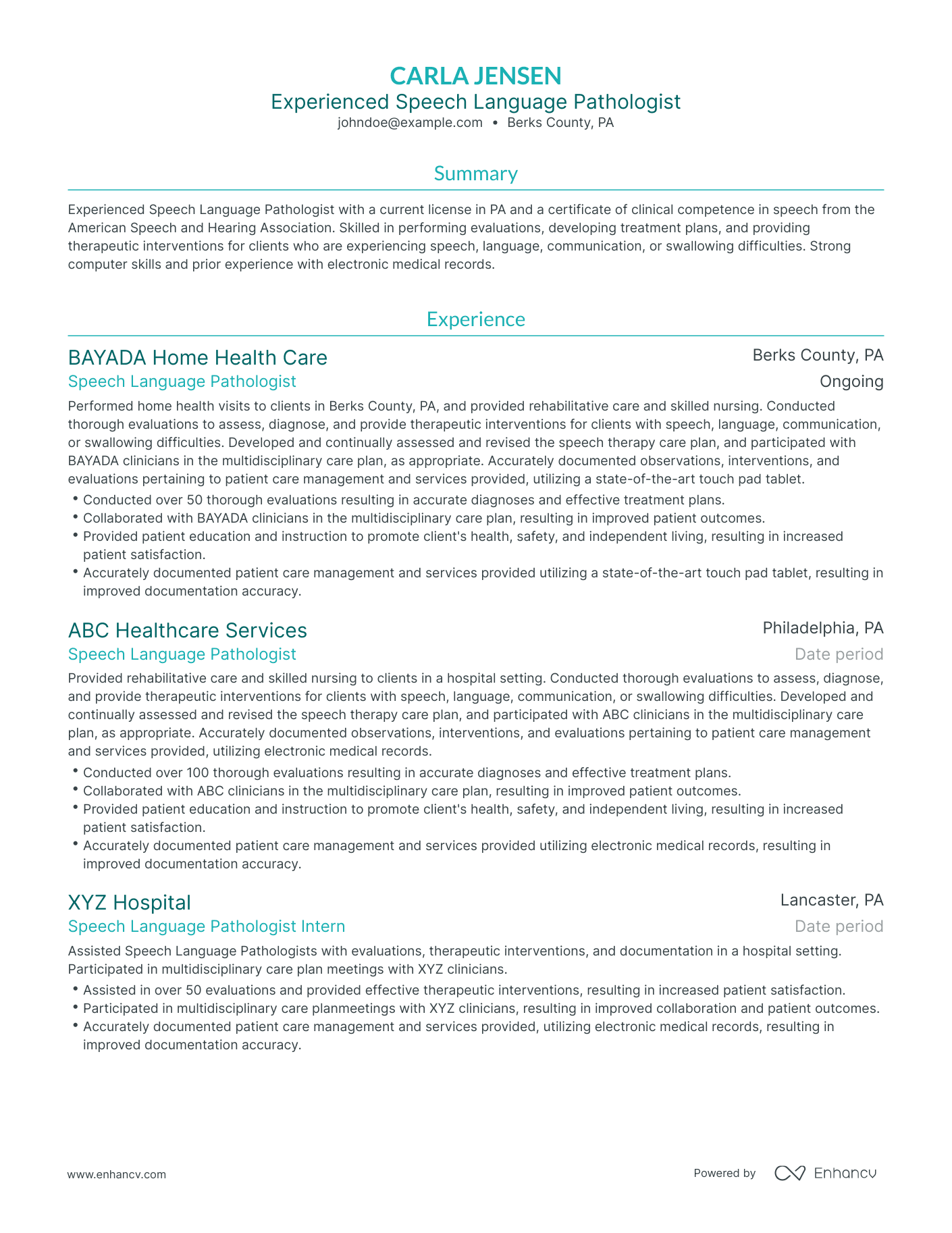 5 Speech Pathologist Resume Examples & Guide for 2024