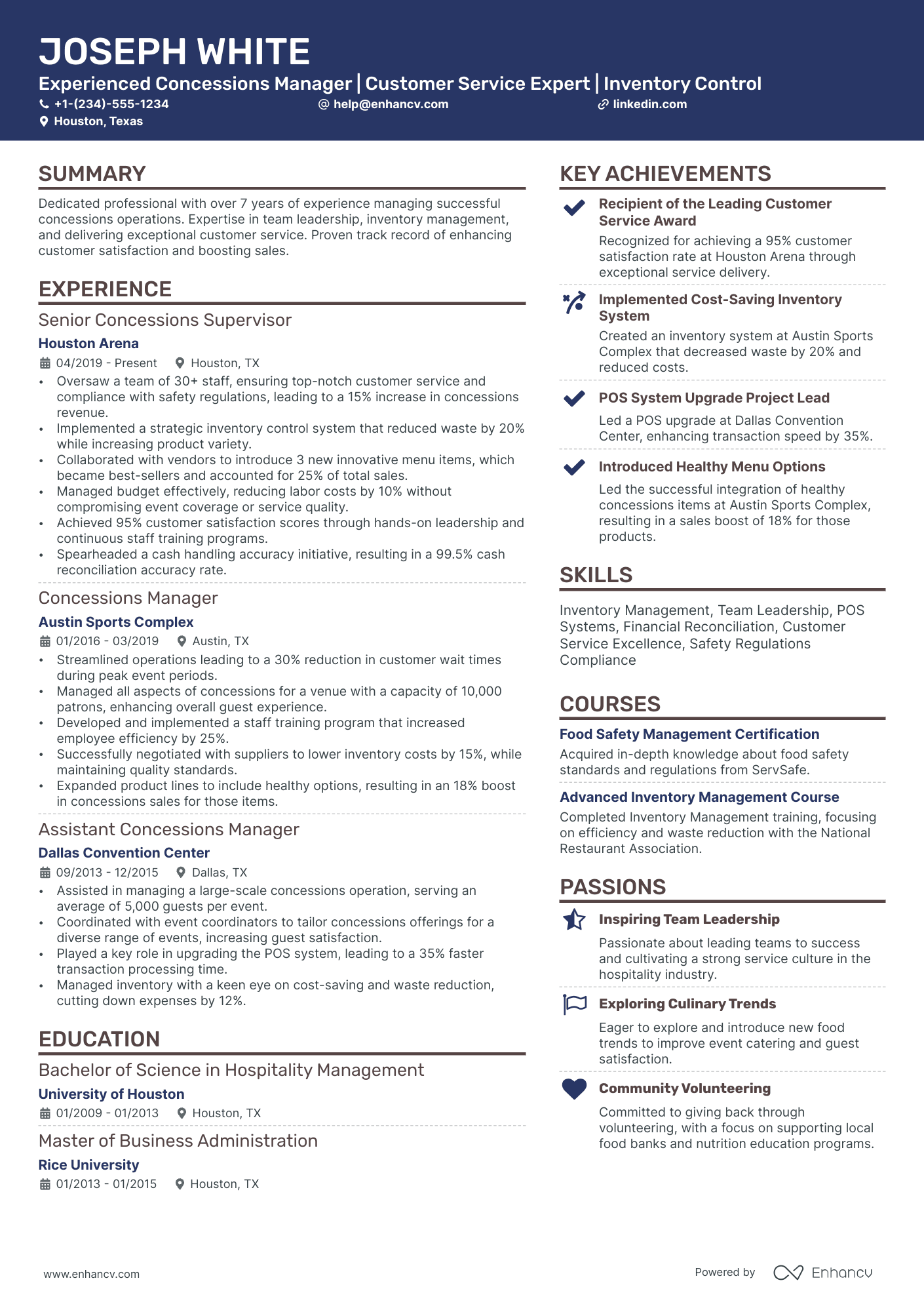 10 Venue Manager Resume Examples & Guide for 2025